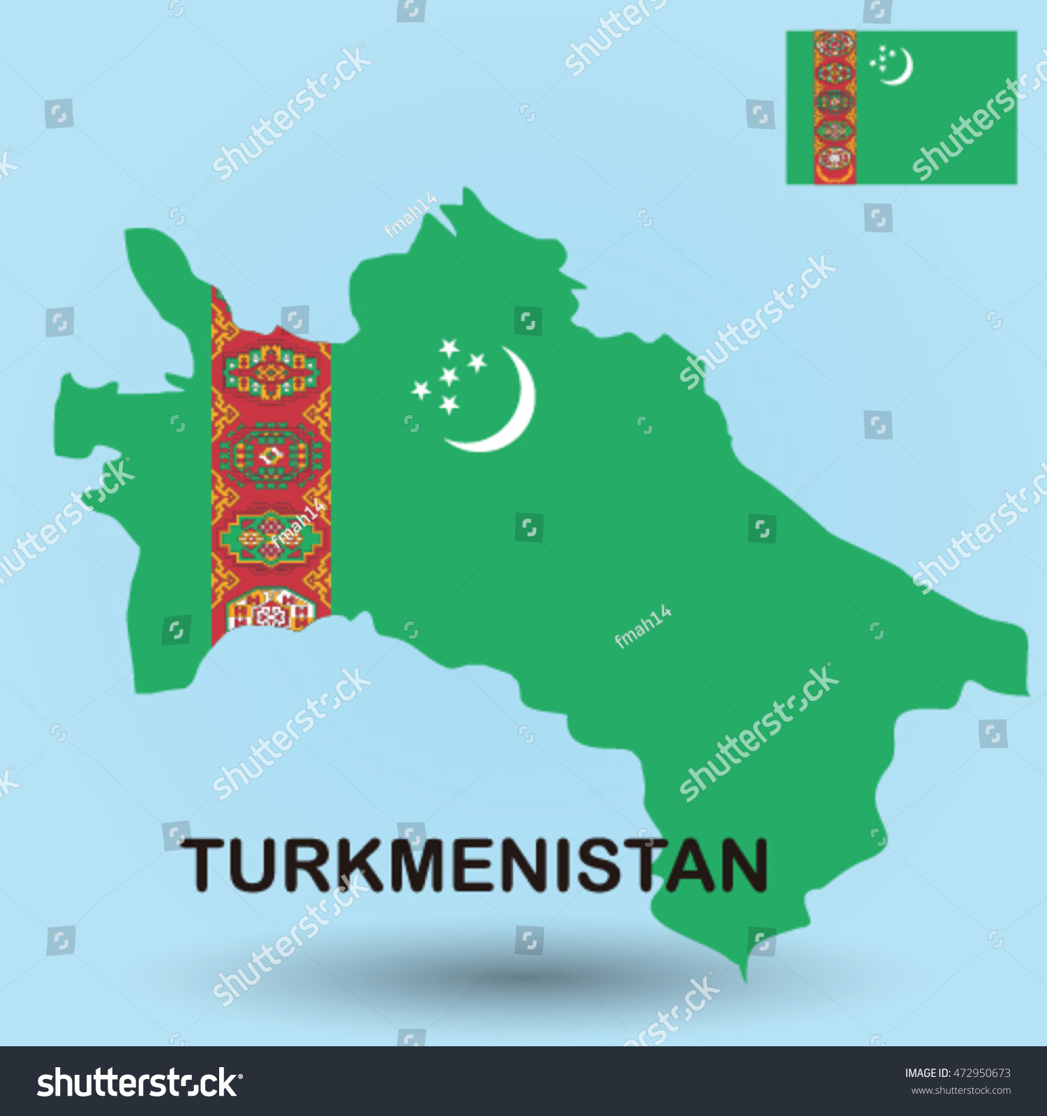 Turkmenistan Flag Map Stock Vector (Royalty Free) 472950673