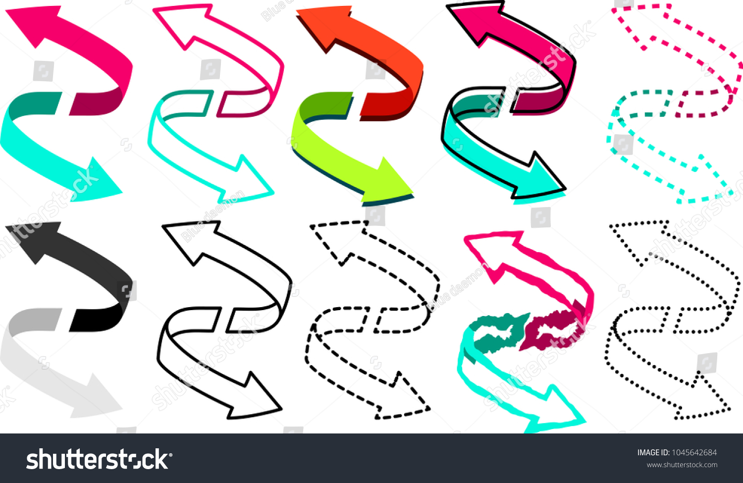 Turn Arrow Set Stock Vector (Royalty Free) 1045642684 | Shutterstock