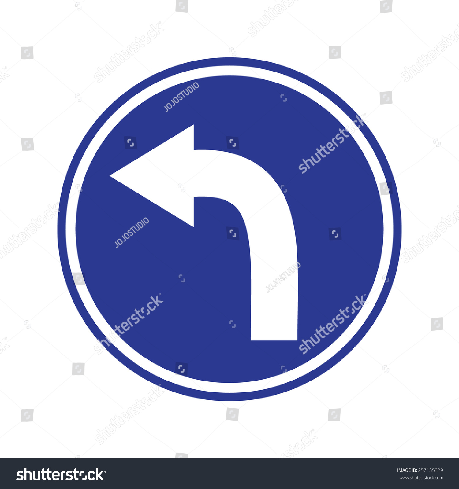 Turn Left Ahead Sign Stock Vector (Royalty Free) 257135329 | Shutterstock