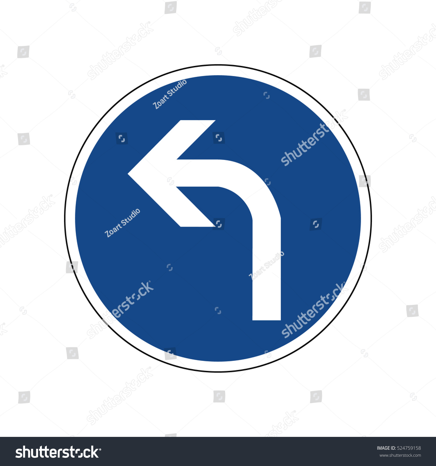 Turn Left Ahead Sign Stock Vector (Royalty Free) 524759158