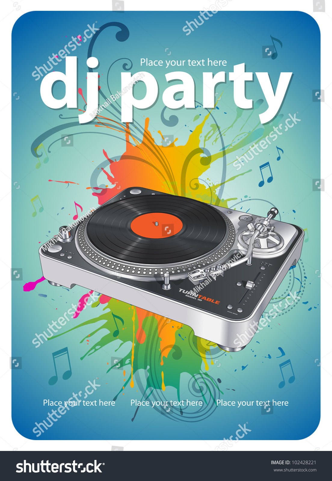 Turntable Party Flyer Design Stock Vector (Royalty Free) 102428221 ...
