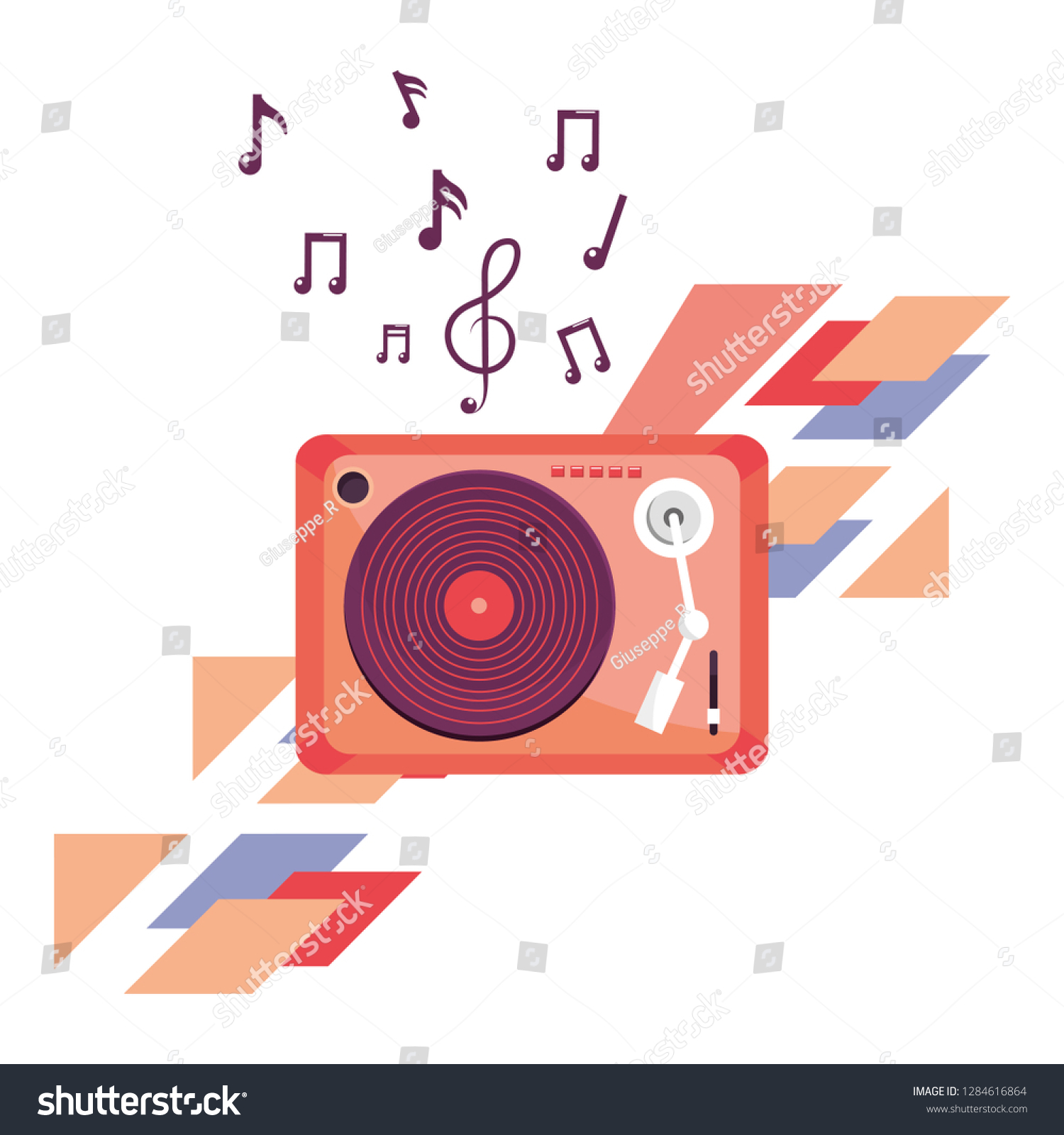 Turntable Music Notes Stock Vector (Royalty Free) 1284616864 | Shutterstock