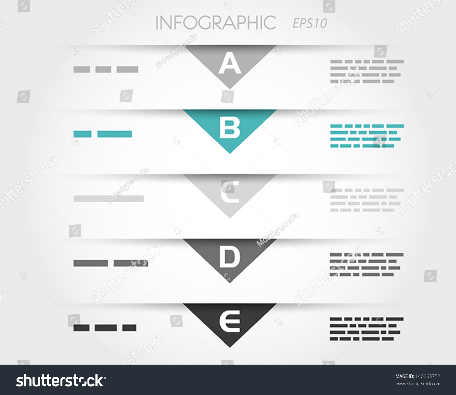 Turquoise Transparent Triangular Infographic Five Options Stock Vector ...