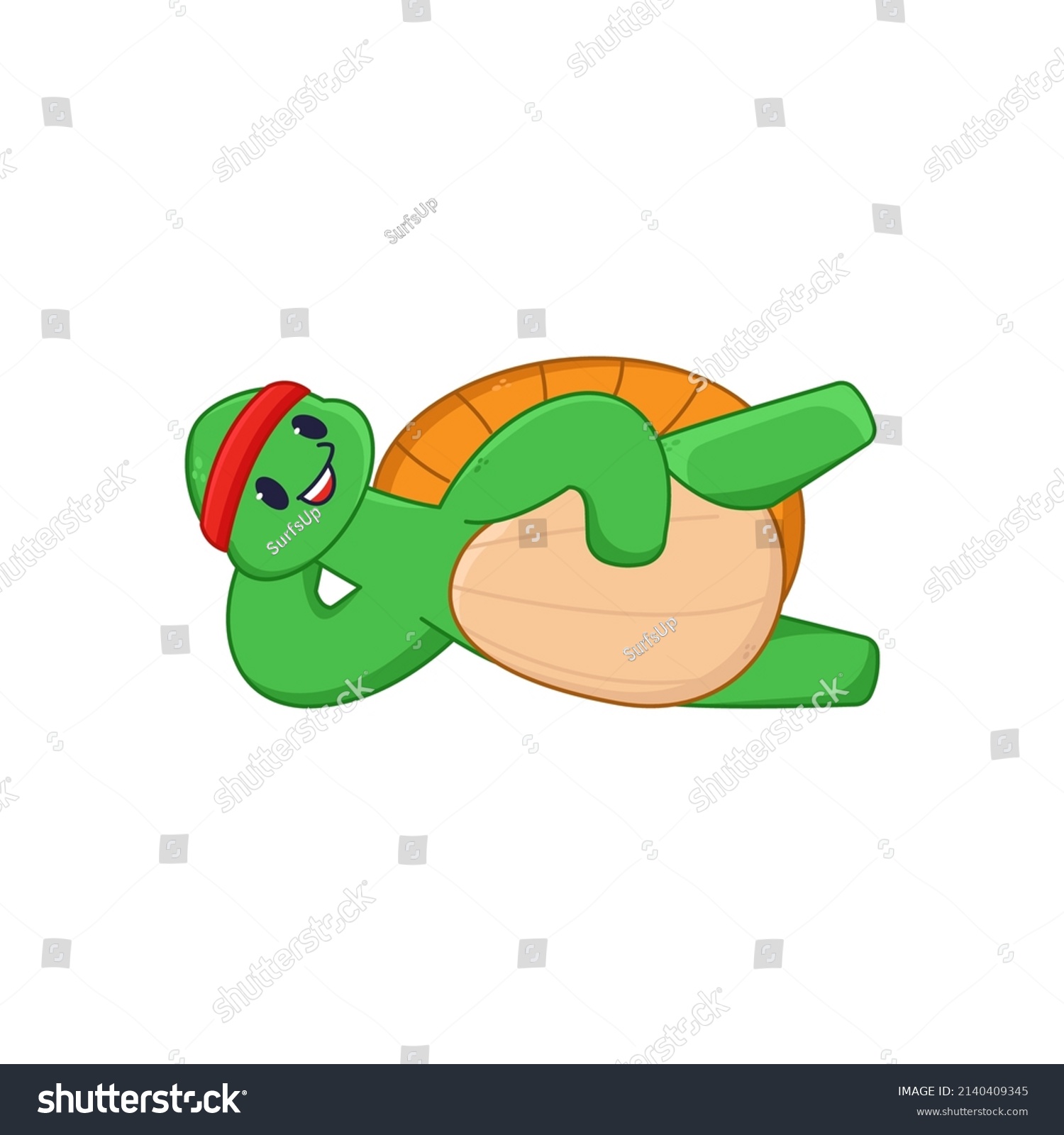 Turtle Cartoon Character Doing Exercises Lying Stock Vector (Royalty ...