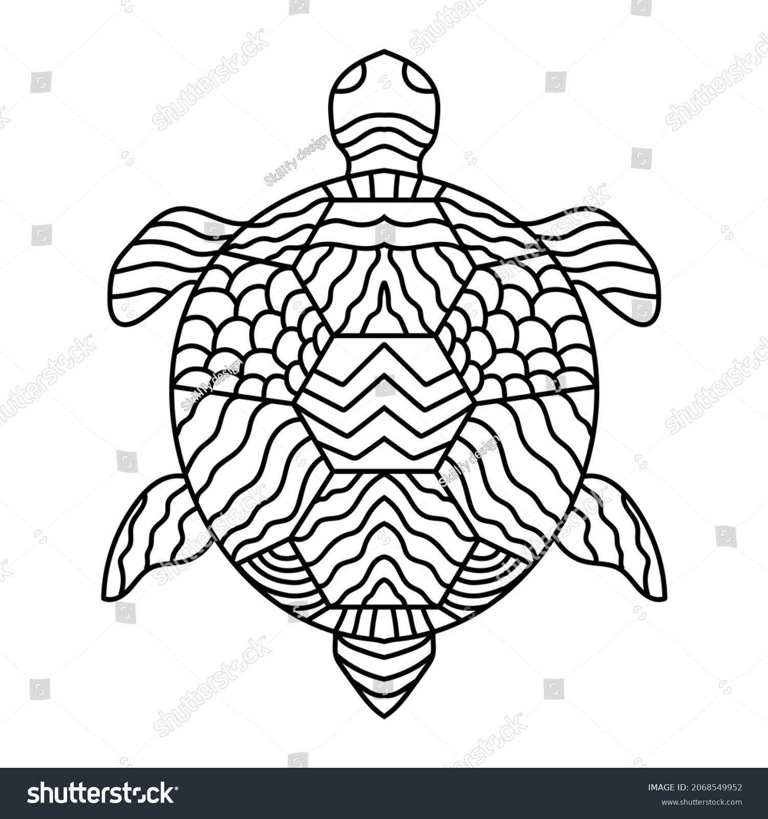 Turtle Coloring Page Vector Illustration Stock Vector (Royalty Free ...