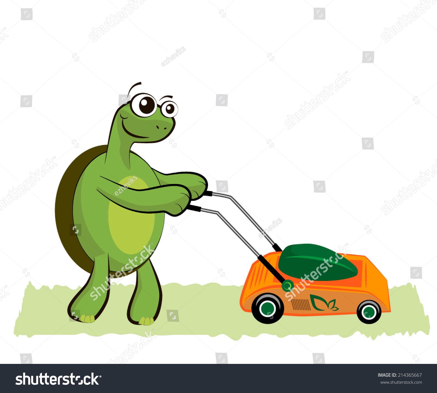 Turtle Lawn Mower Stock Vector (Royalty Free) 214365667 | Shutterstock