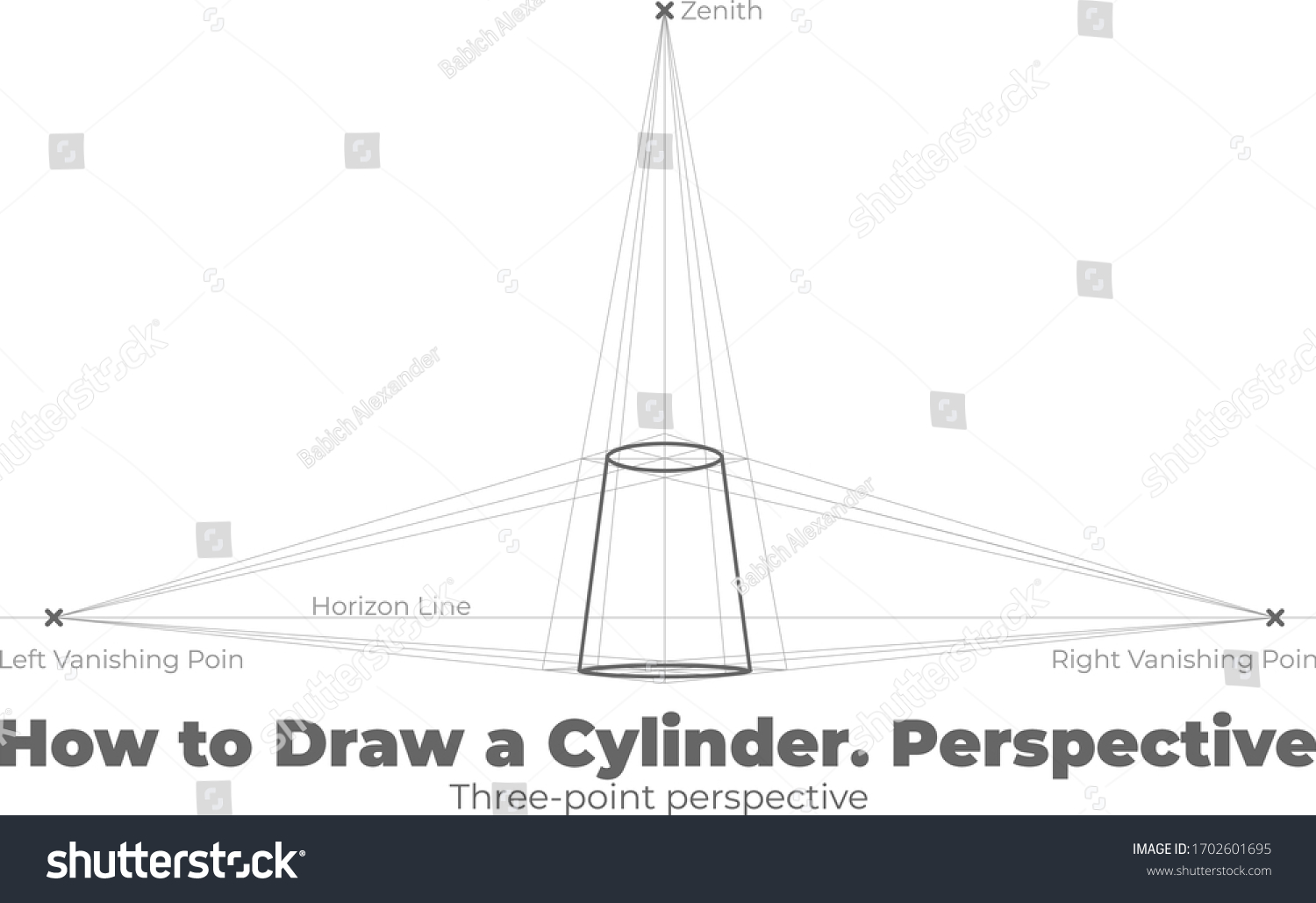 Tutorial How Draw Cylinder Threepoint Perspective: vetor stock (livre ...