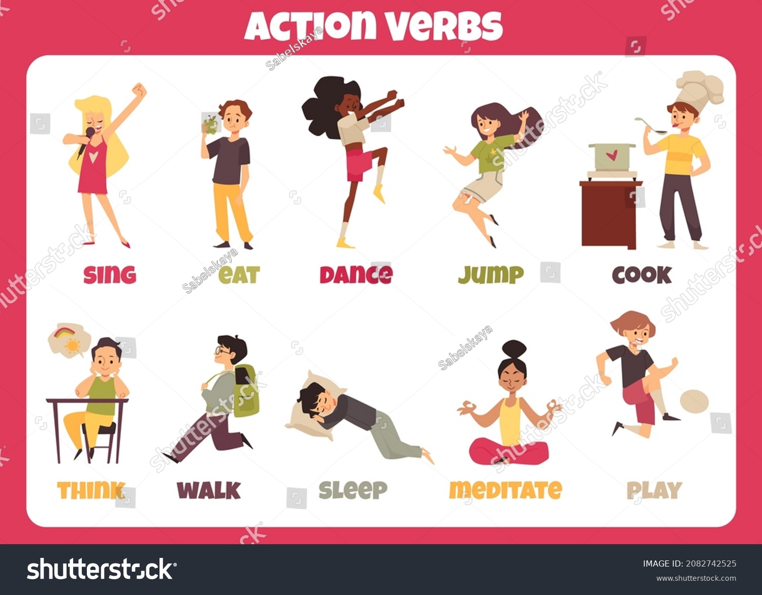 Tutorial Table Learning English Verbs Children: Vector có sẵn (miễn phí ...