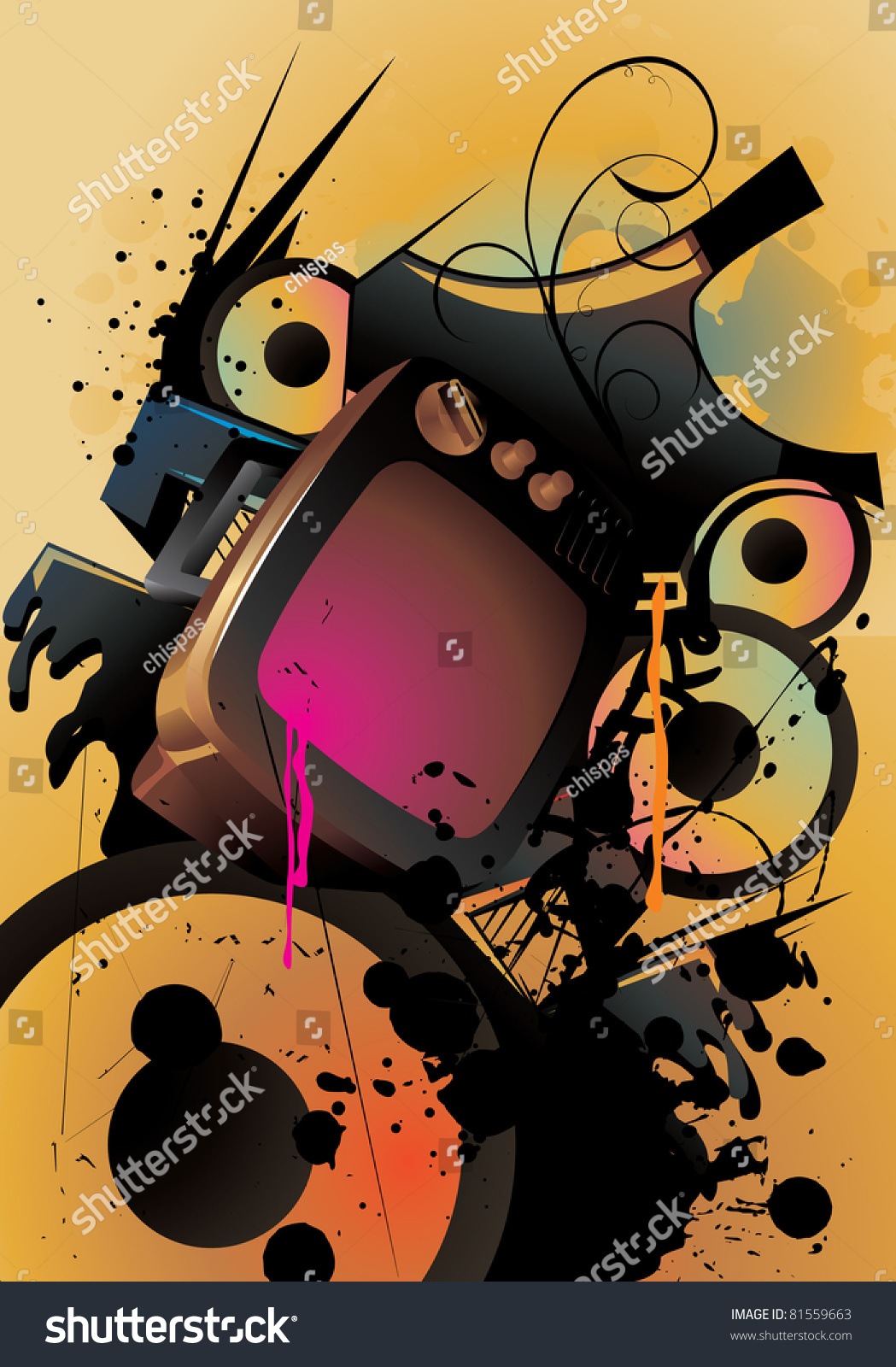 Tv Grunge Vector Illustration Stock Vector (Royalty Free) 81559663
