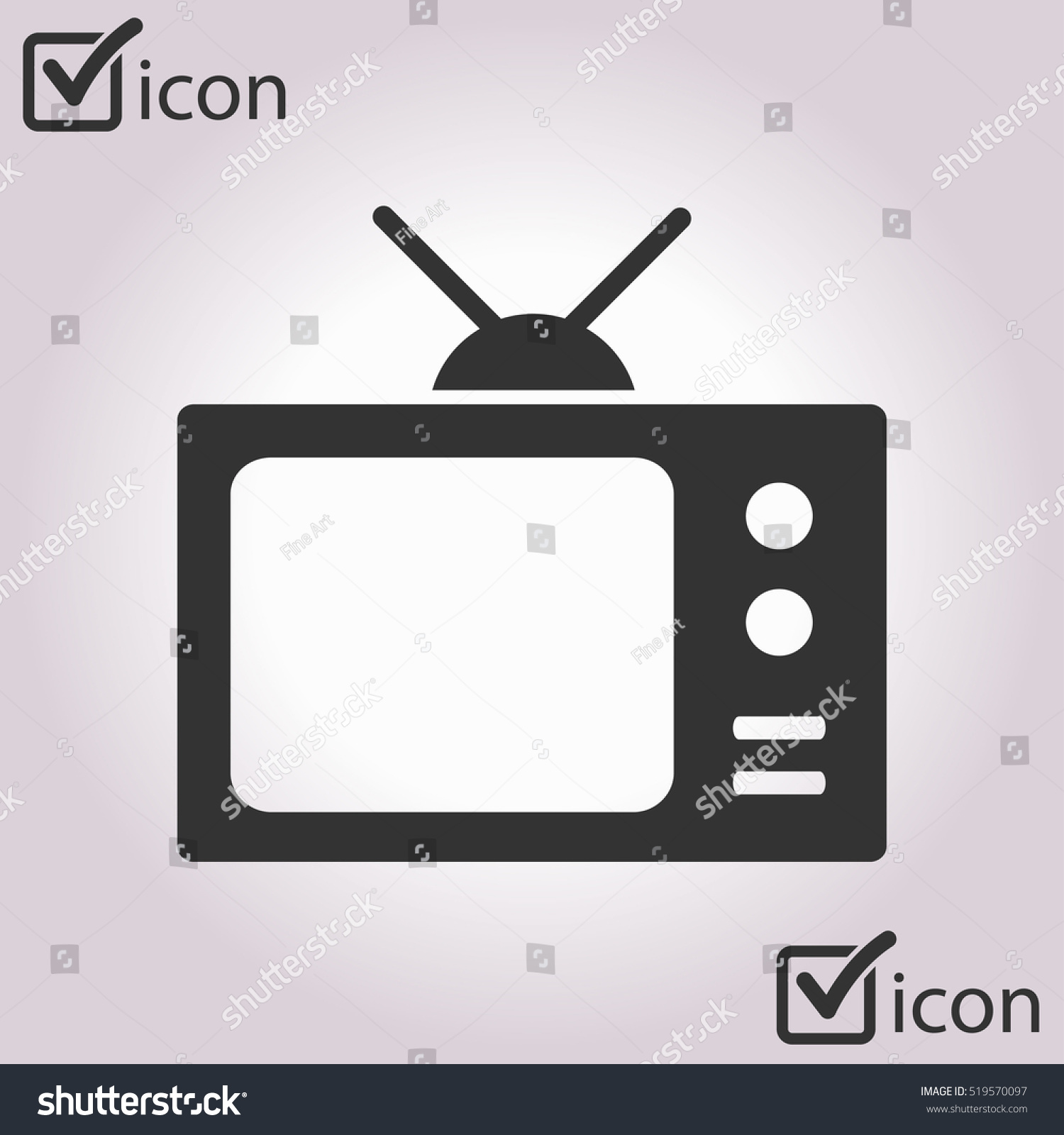 Tv Icon Flat Design Style Vector Stock Vector (Royalty Free) 519570097 ...