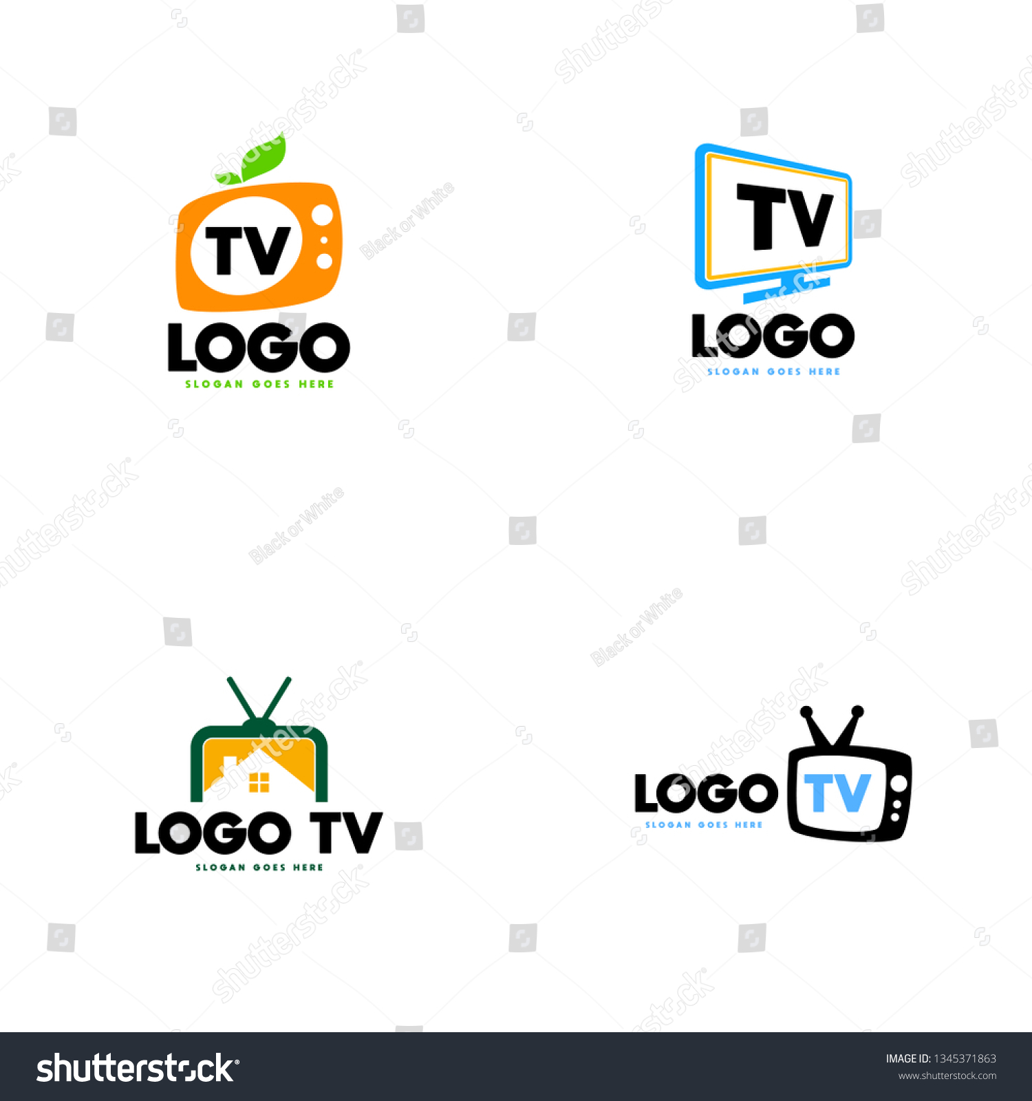 Tv Logo Design Stock Vector (Royalty Free) 1345371863