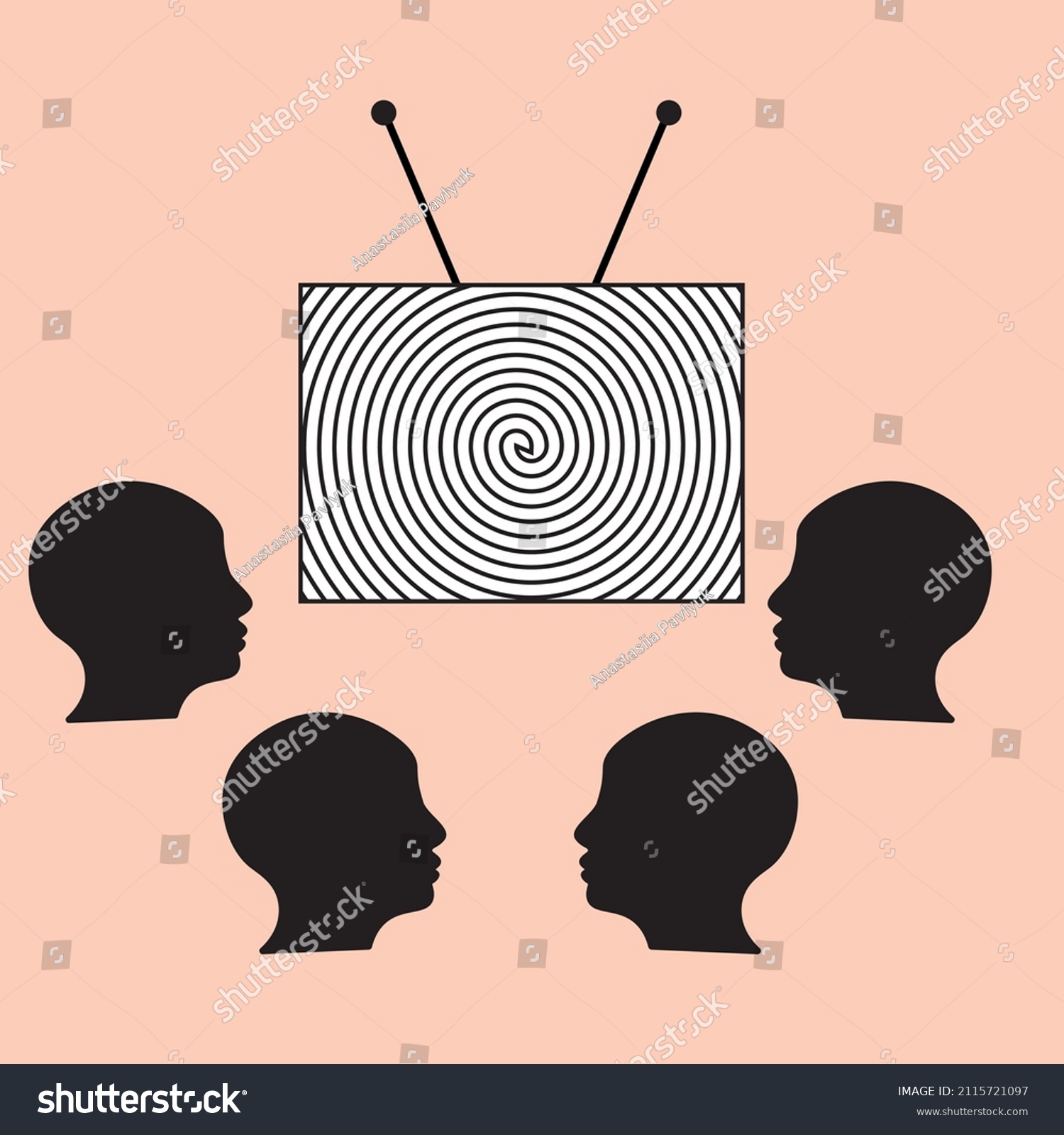 Tv Manipulation Heads Flat Vector Illustration Stock Vector (Royalty ...