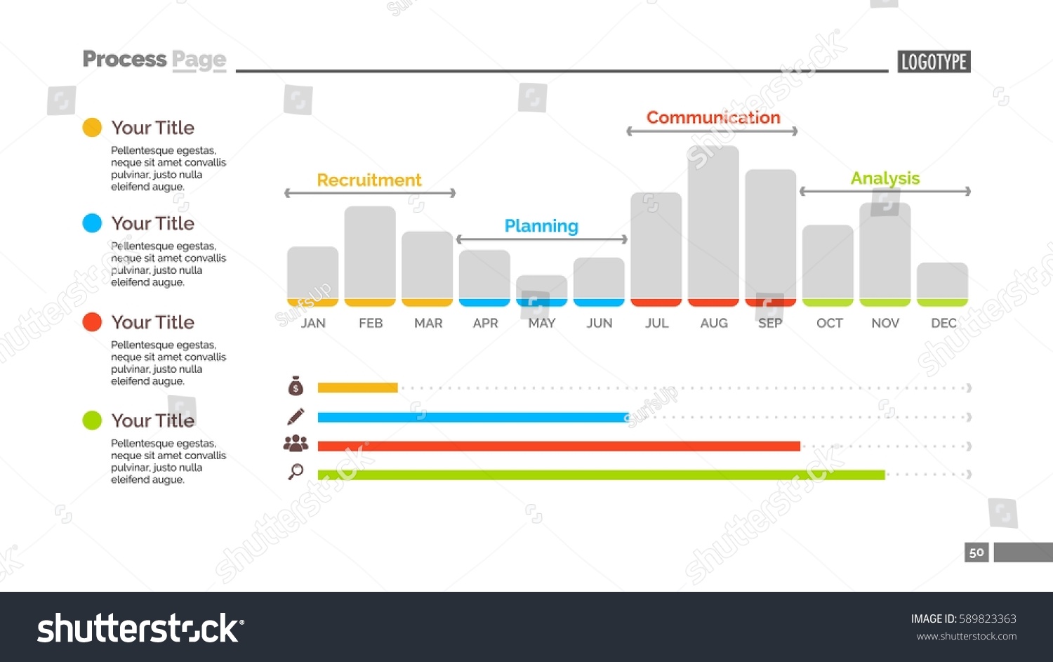 Twelve Month Bar Chart Slide Template Stock Vector (Royalty Free ...