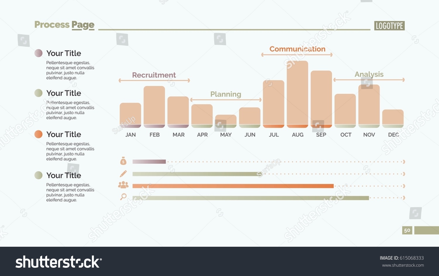Twelve Month Bar Chart Slide Template: เวกเตอร์สต็อก (ปลอดค่าลิขสิทธิ์ ...