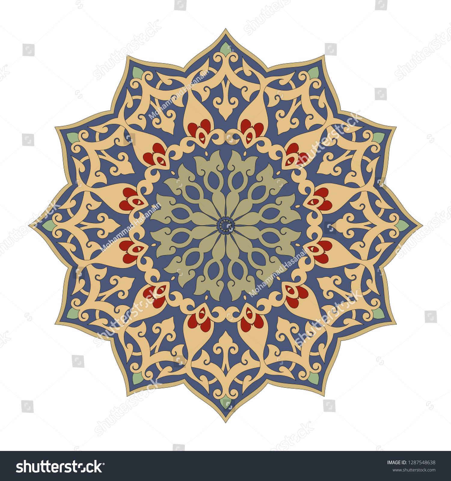 Twelve Side Floral Arabesque Pattern Stock Vector (Royalty Free) 1287548638