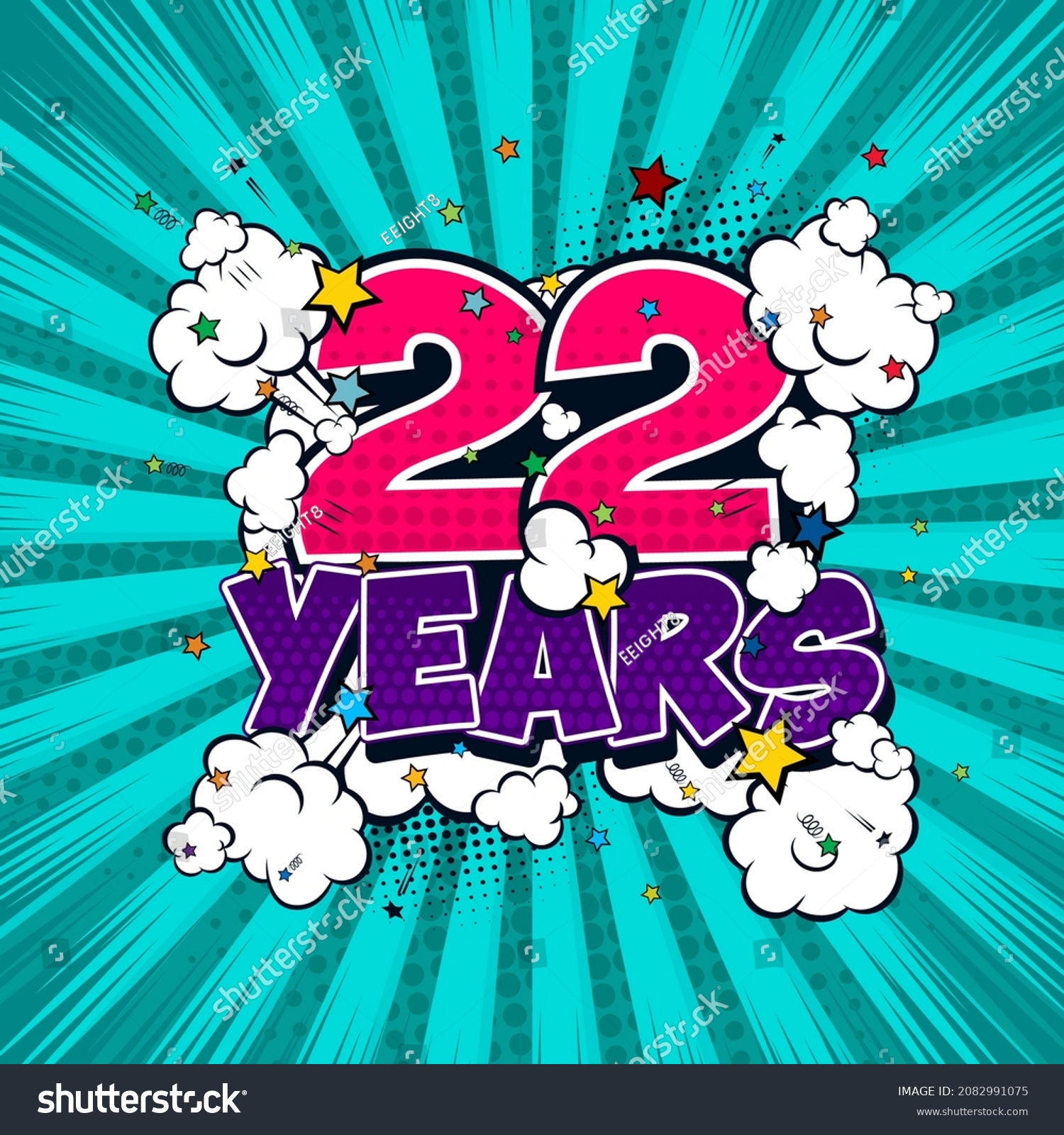 Twenty Two Years Birthday Comic Bubble Stock Vector (Royalty Free ...