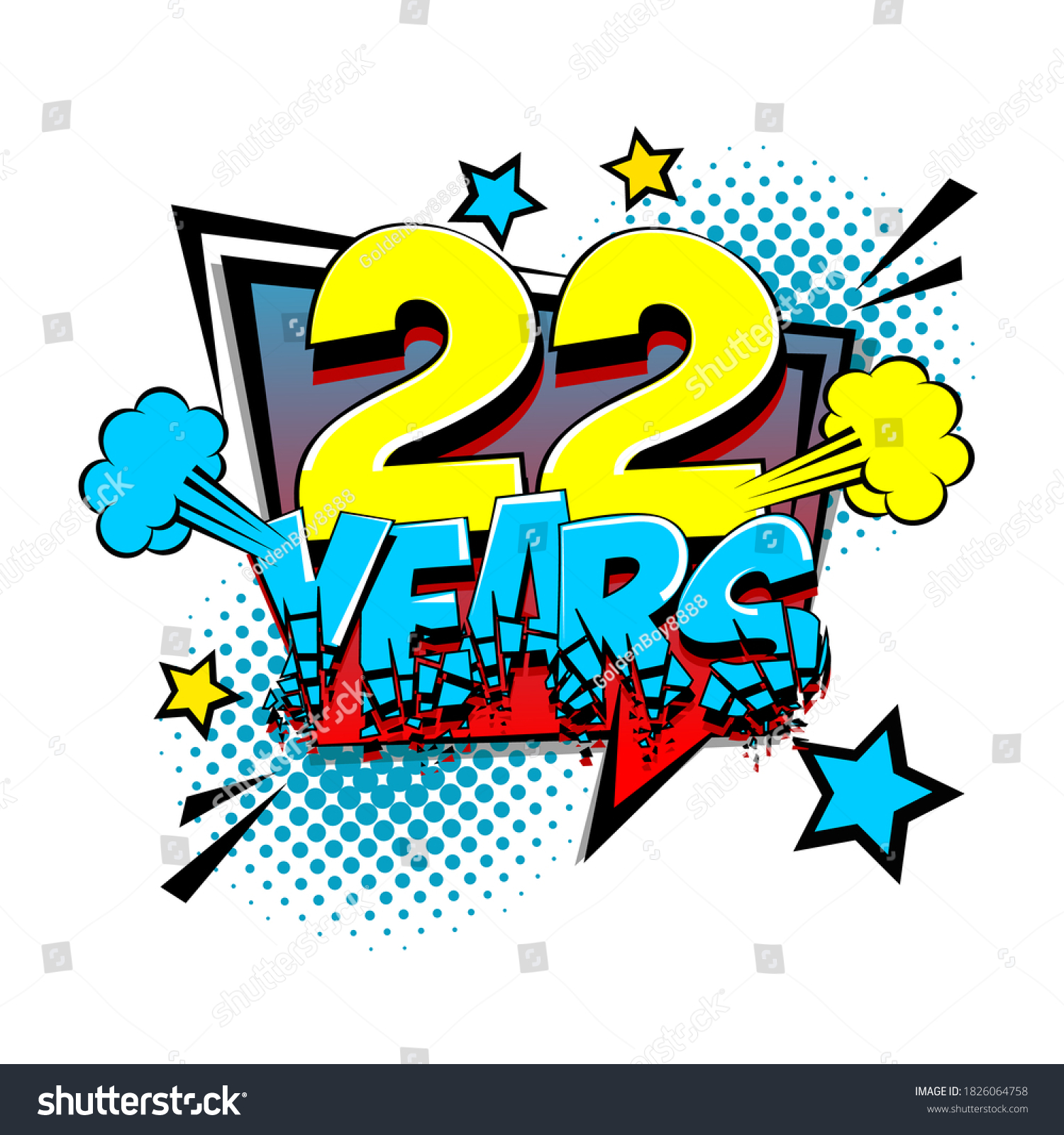 Twenty Two Years Comic Bubble Pop Stock Vector (Royalty Free ...