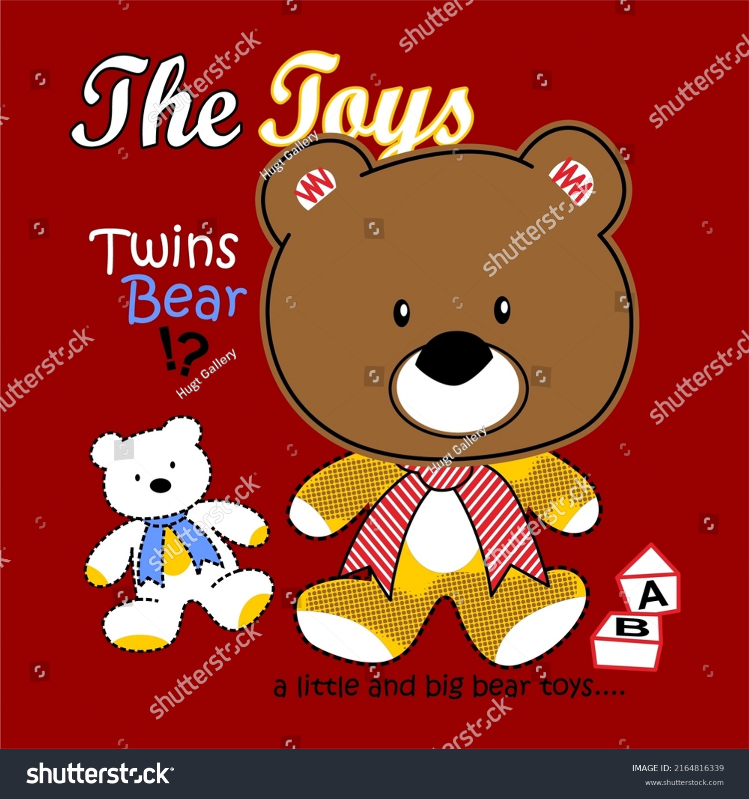 Twin Bear Cartoon Vector Design Stock Vector (Royalty Free) 2164816339 ...
