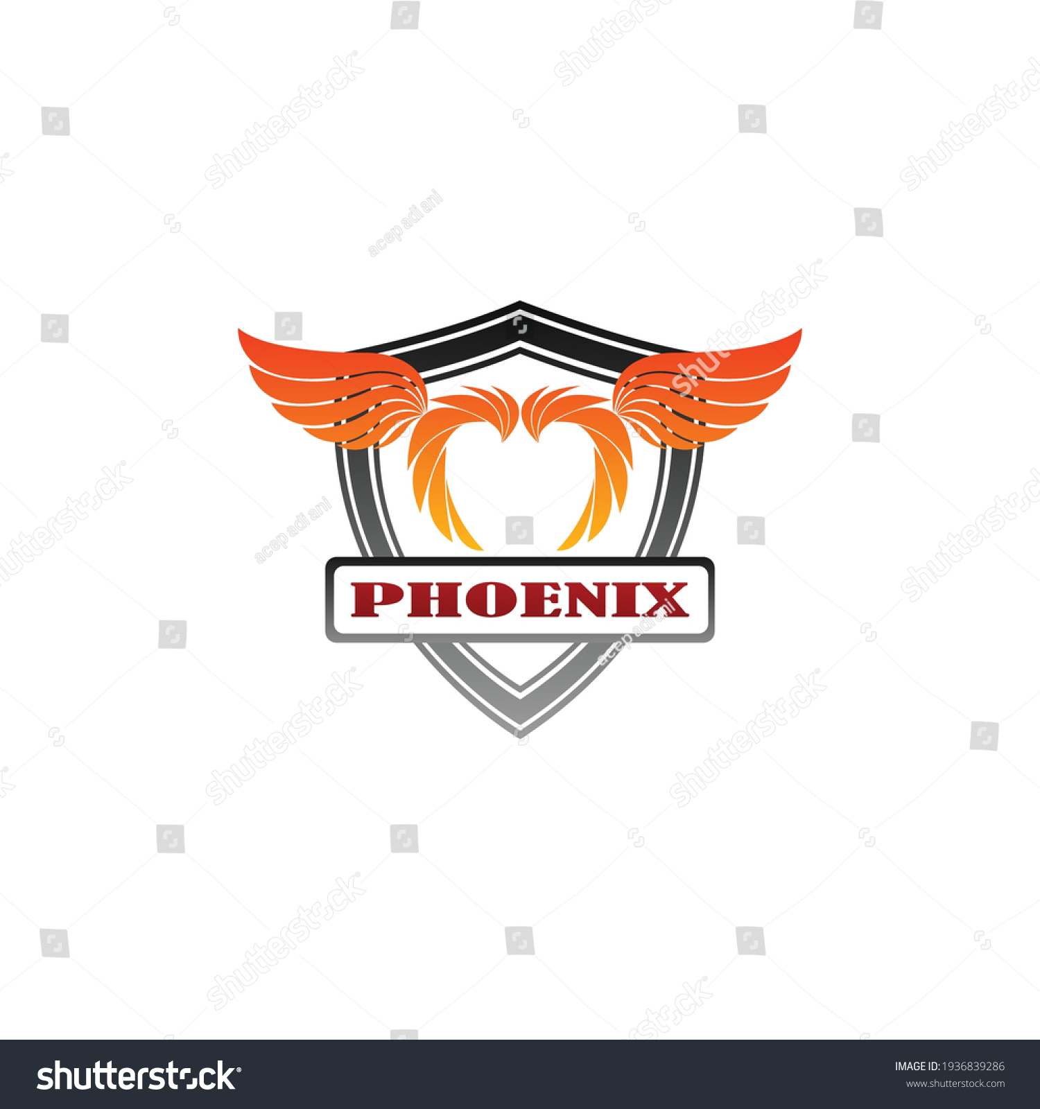 Twin Fire Phoenix Logo Design Stock Vector (Royalty Free) 1936839286