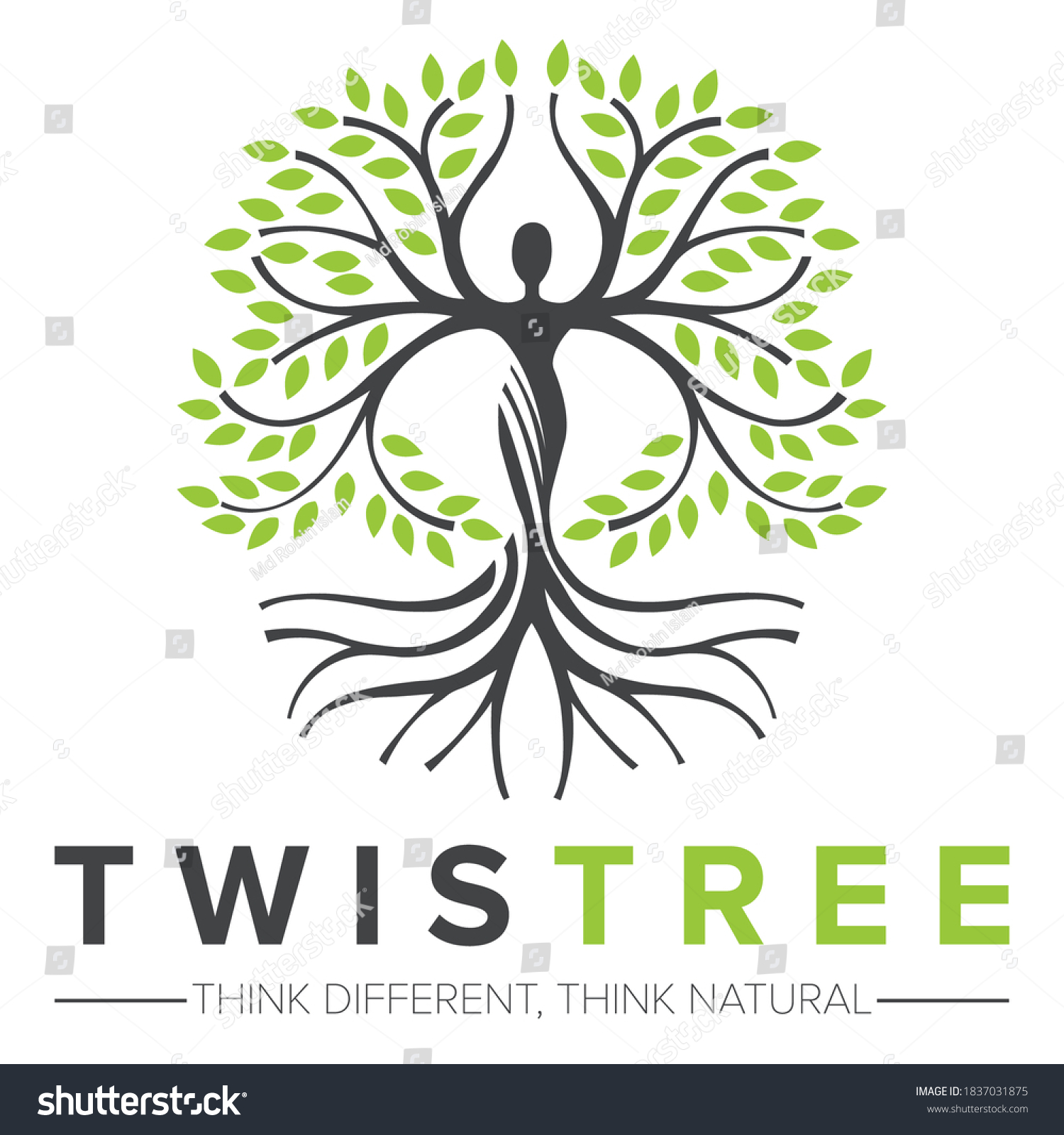 Twist Tree Logo Design Template Stock Vector (Royalty Free) 1837031875