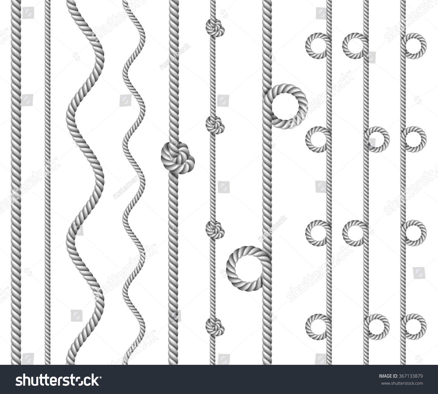 Twisted Rope Border Set Isolated On Stock Vector (Royalty Free) 367133879