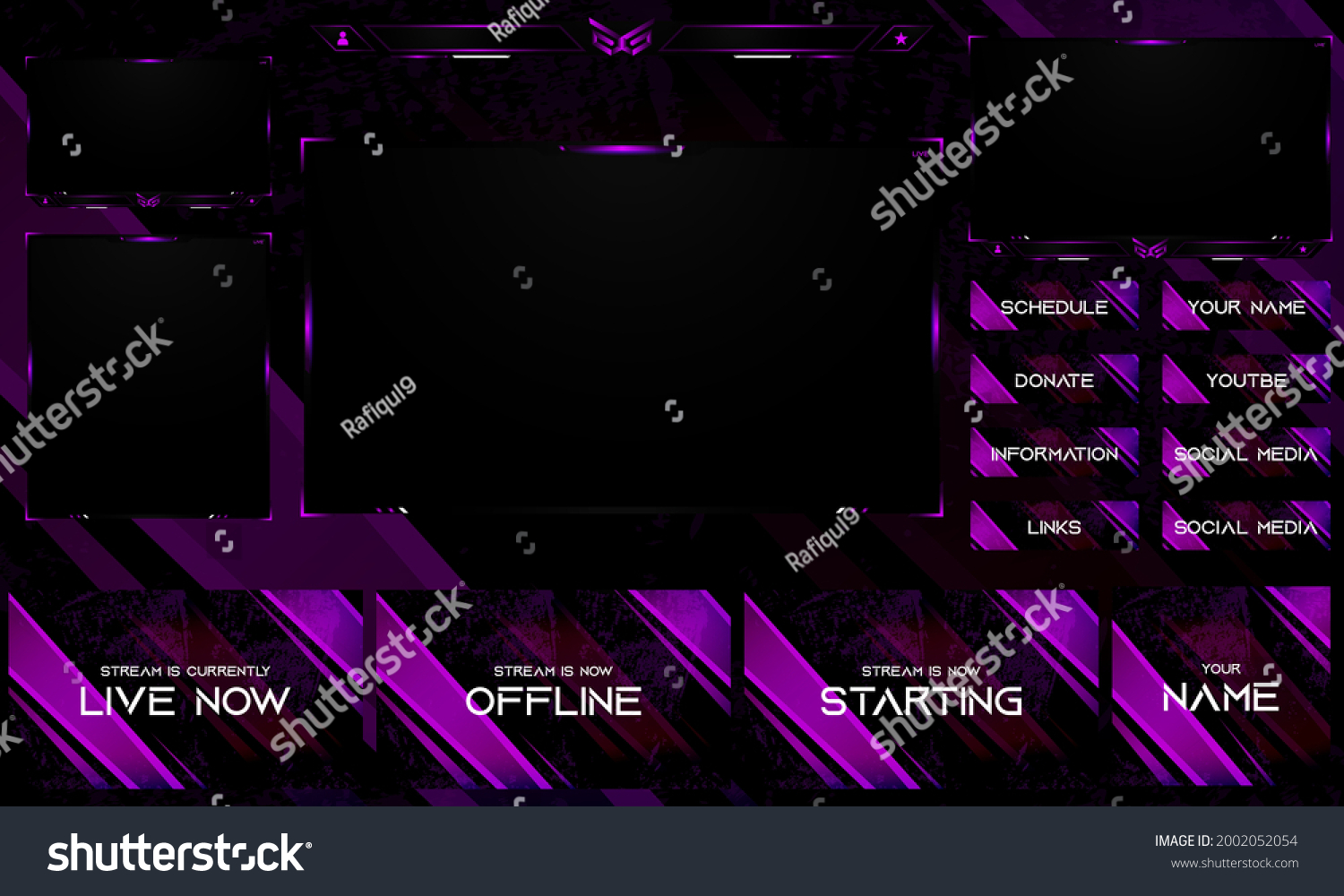 Conjunto de plantillas de Twiter Overlay: vector de stock (libre de ...
