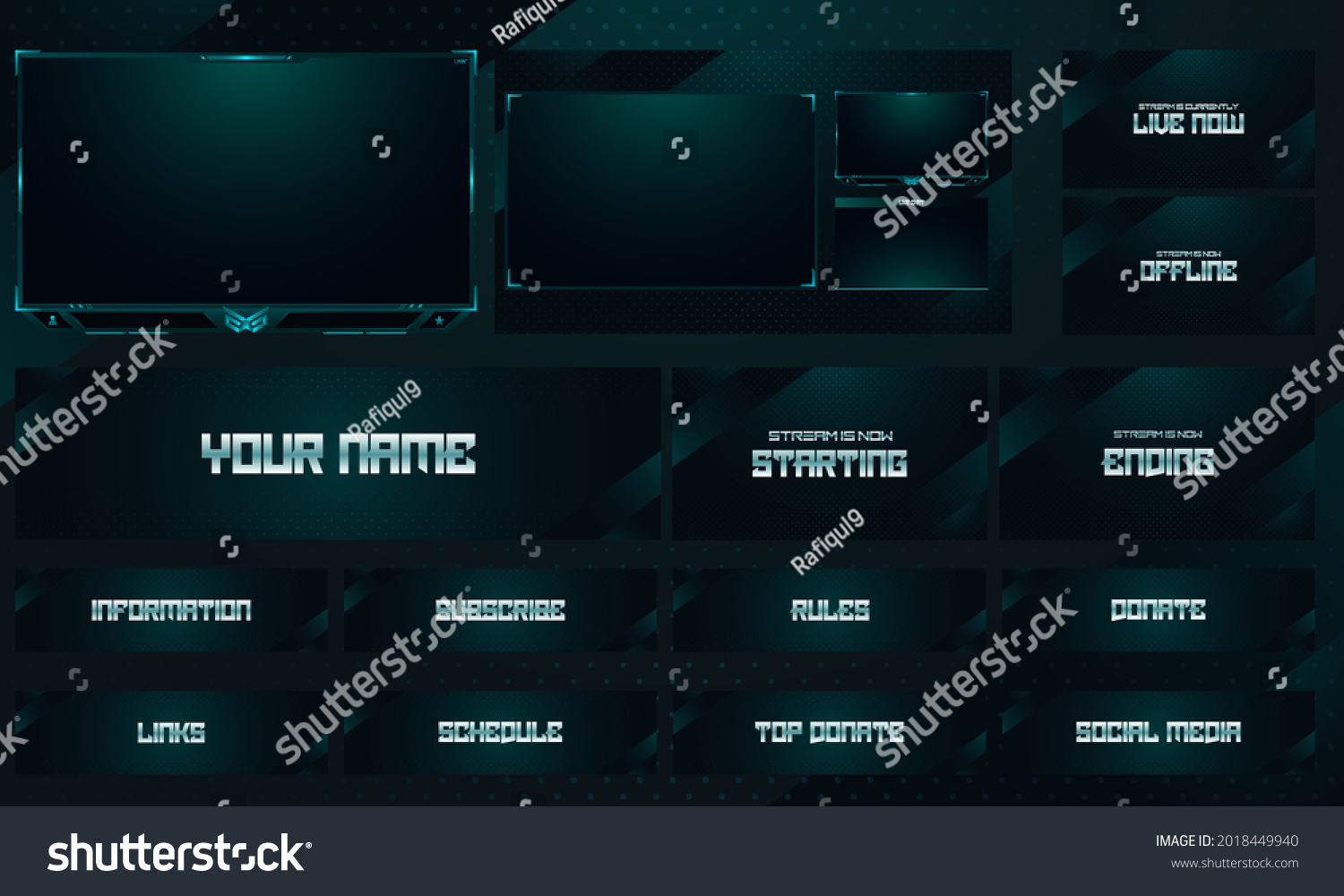 Conjunto de plantillas de Twiter Overlay: vector de stock (libre de ...