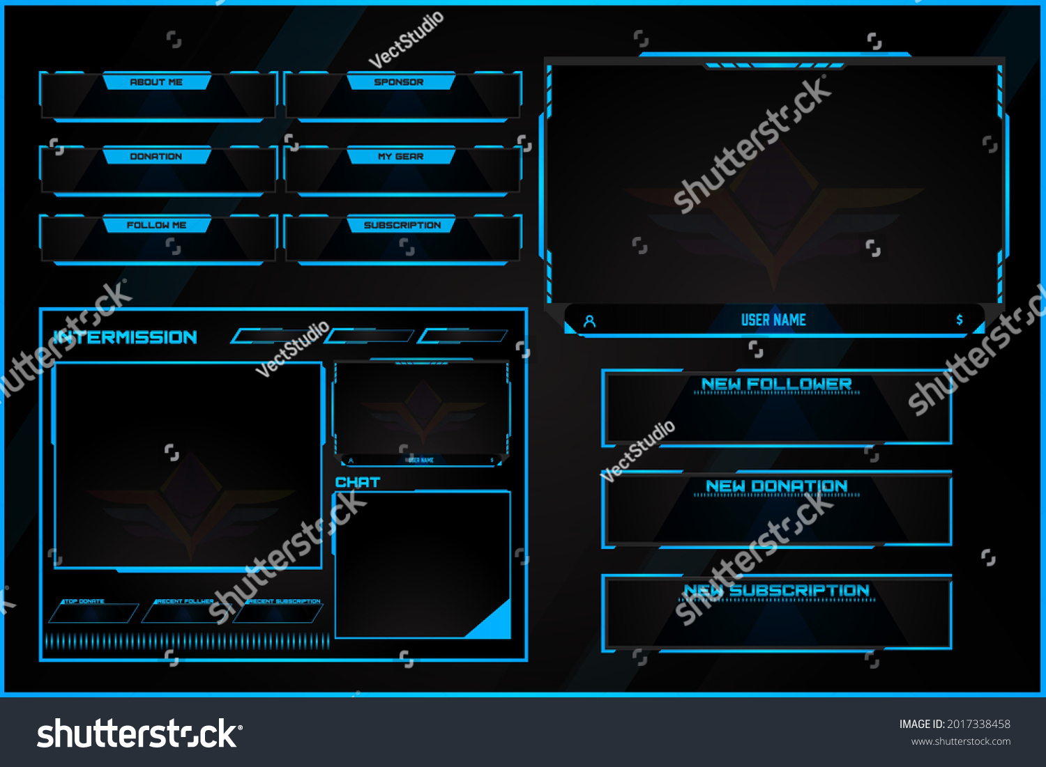 Twitch Stream Overlay Screen Panel Design: vetor stock (livre de ...