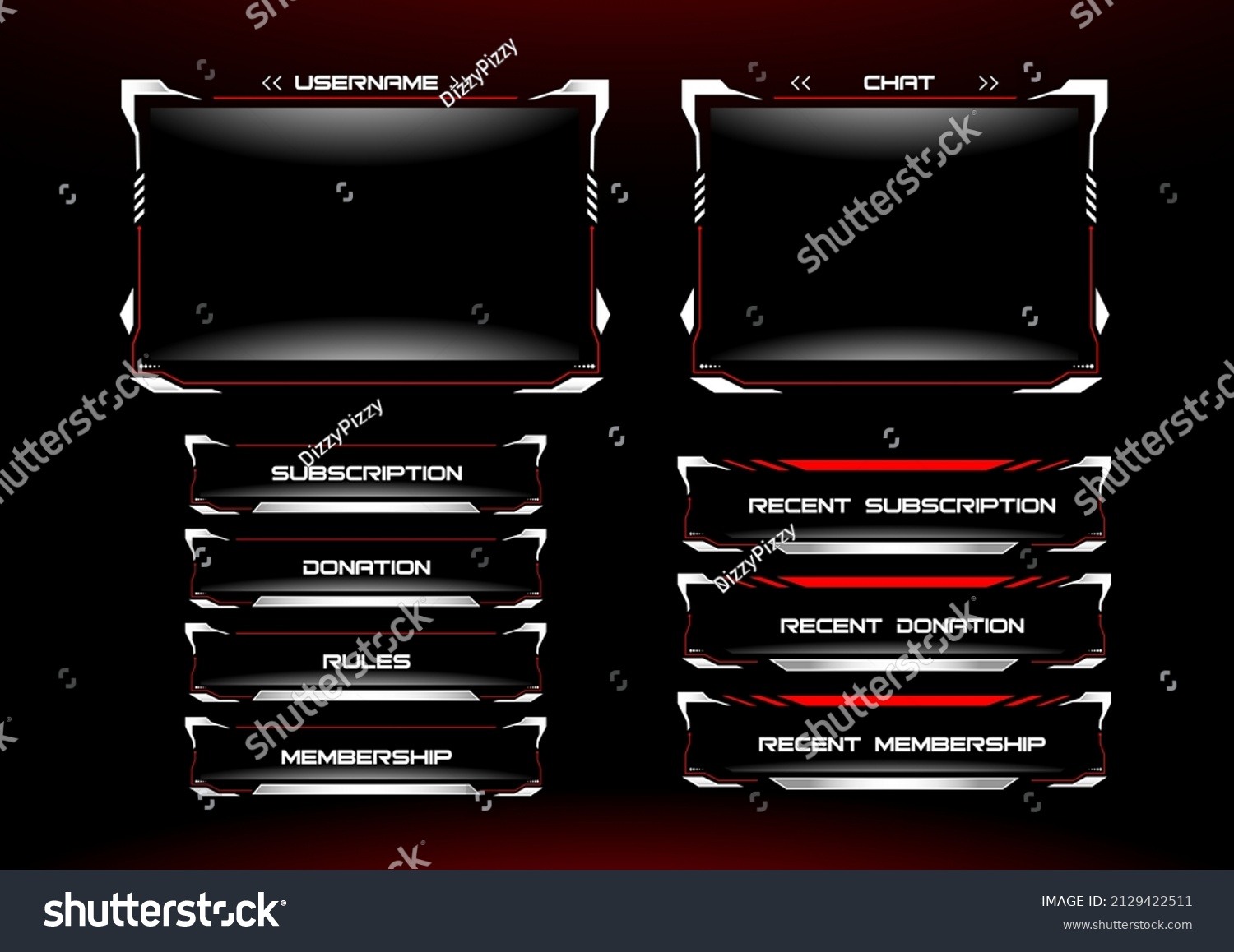 Superposición de streaming de Twiter, superposición: vector de stock ...