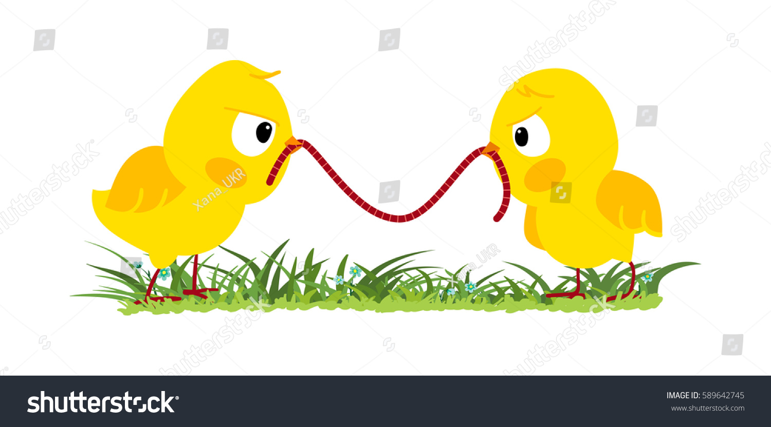 Two Angry Chicks Fighting Worm Vector Stock Vector (Royalty Free ...