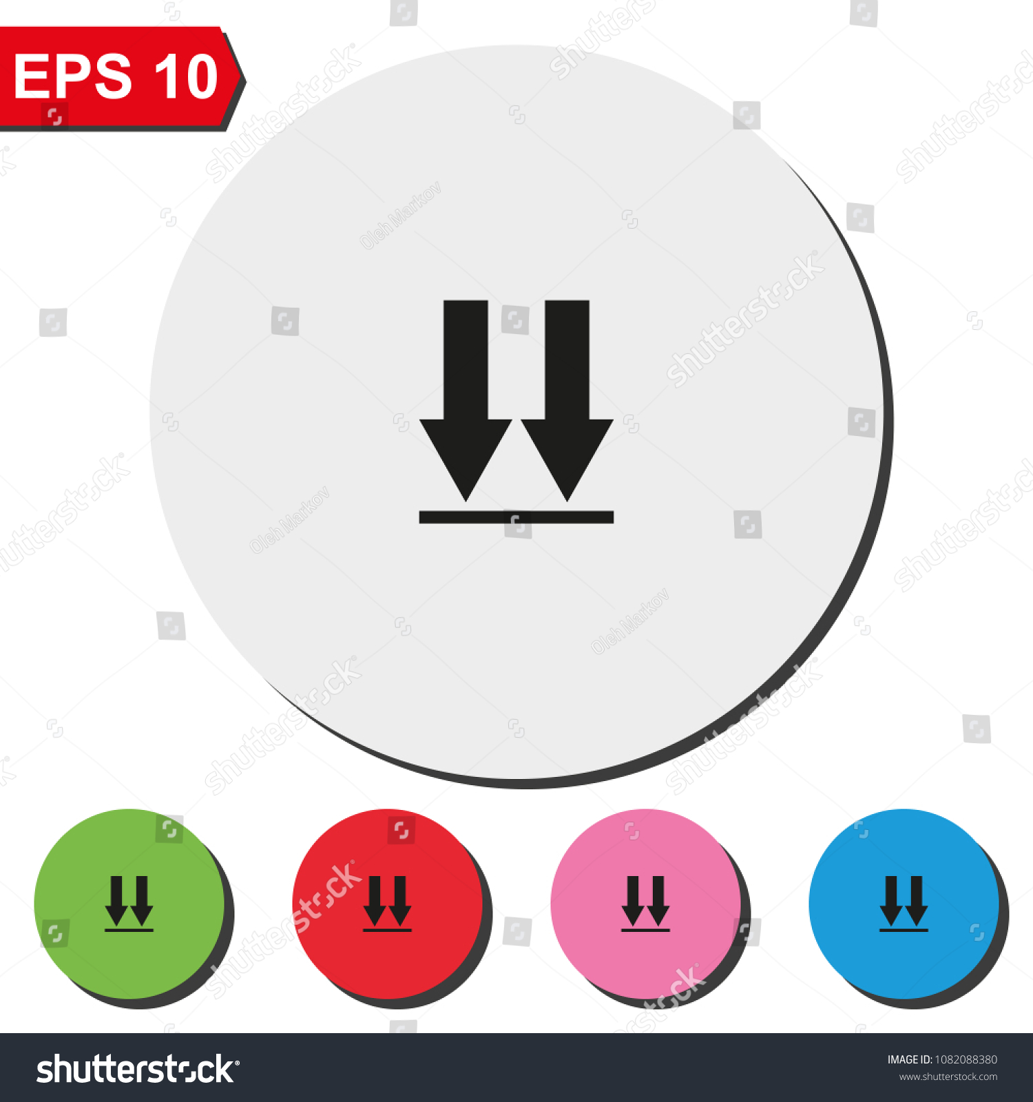 Two Arrows Down Flat Round Colorful Stock Vector (Royalty Free ...