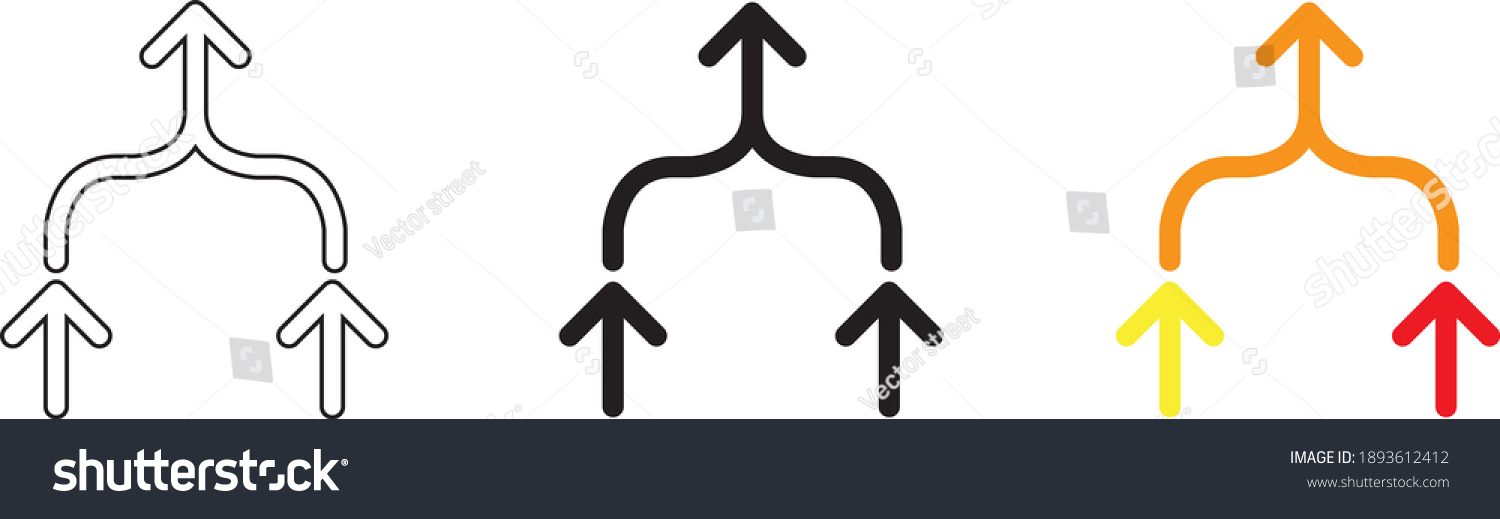 Two Arrows Merging Into One Icon Stock Vector (Royalty Free) 1893612412 ...