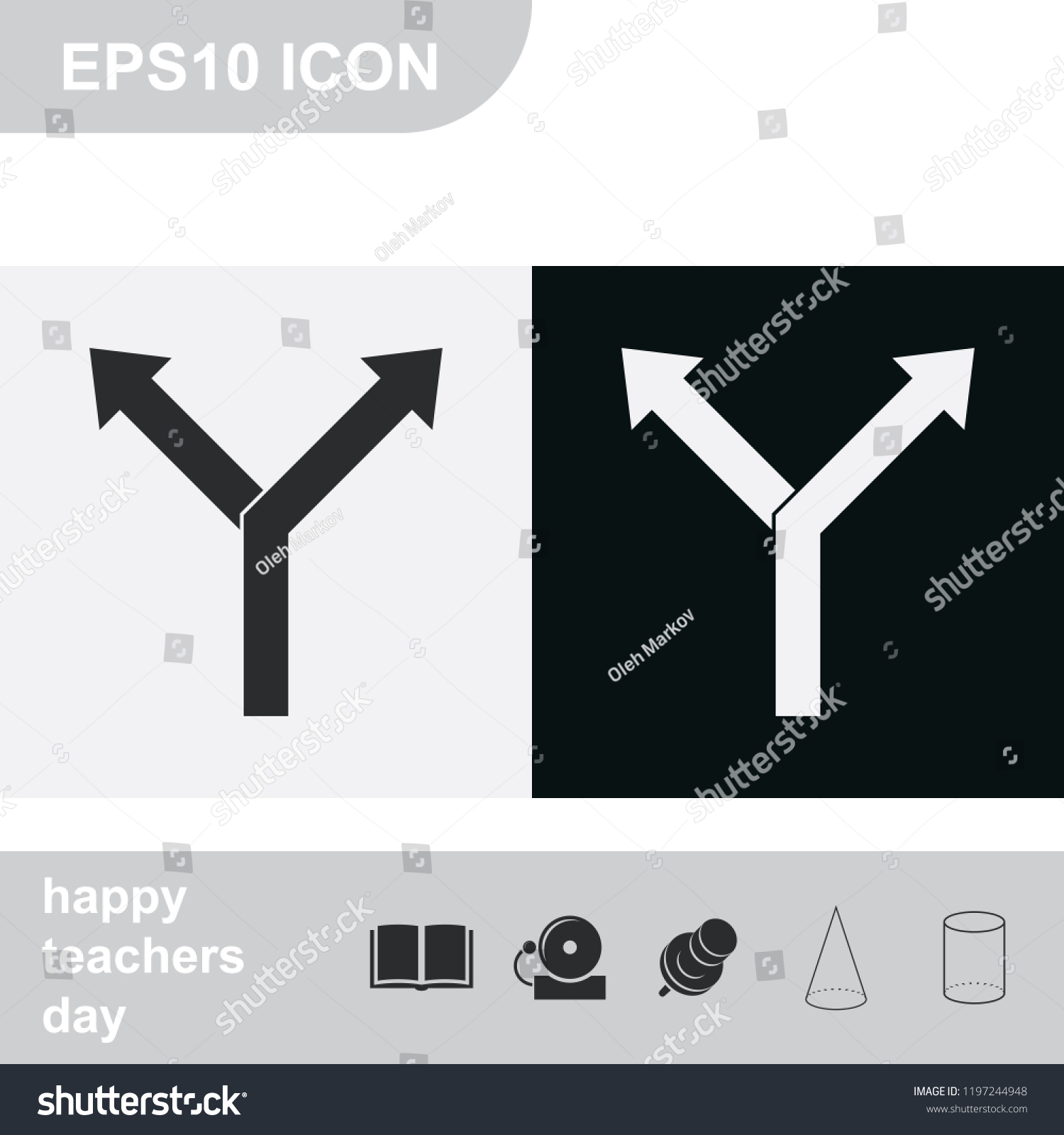 Two Arrows Splitting Flat Black White Stock Vector (Royalty Free ...