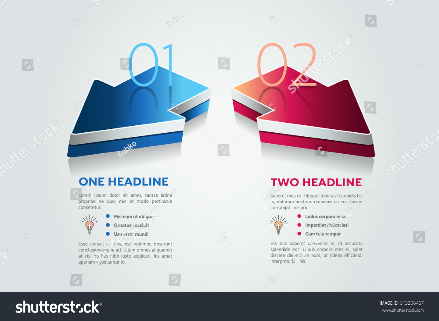 Two Arrows 2 Steps Diagram Elements Stock Vector (Royalty Free) 613206467