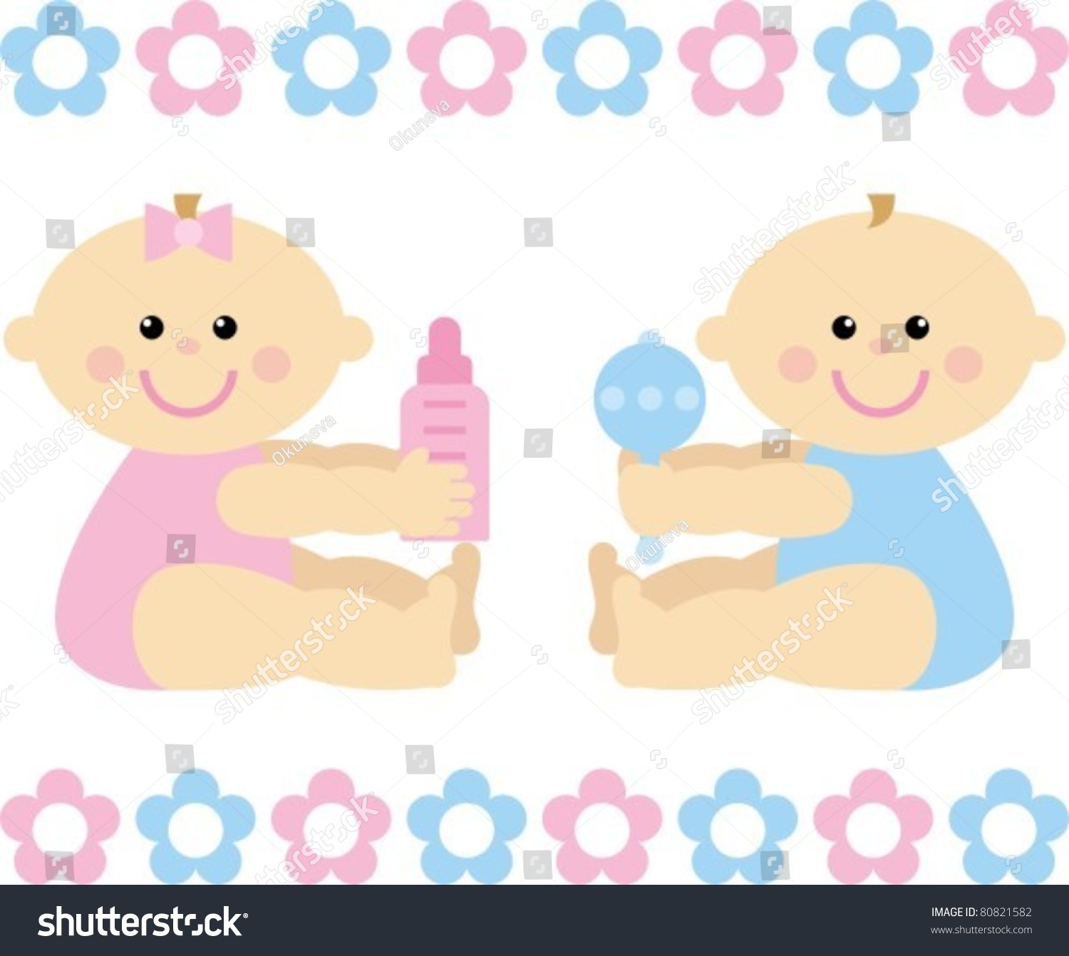 Two Baby Stock Vector (Royalty Free) 80821582 | Shutterstock