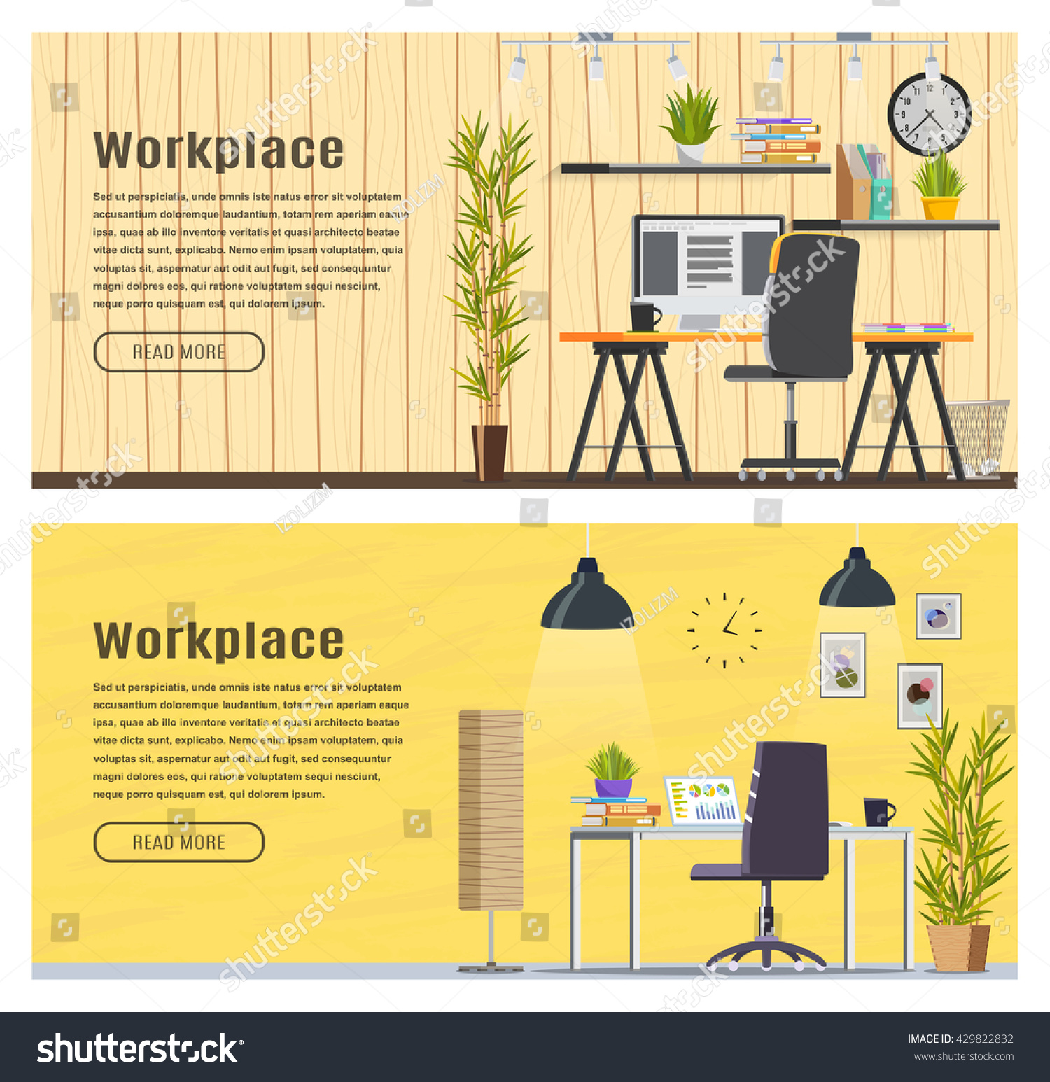 Two Banner Web Design Office Theme Stock Vector (Royalty Free) 429822832