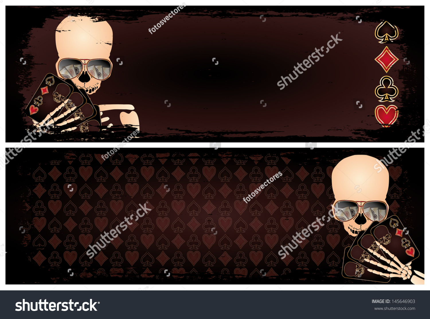 Two Banners Poker Skeleton Vector Illustration Stock Vector (Royalty ...