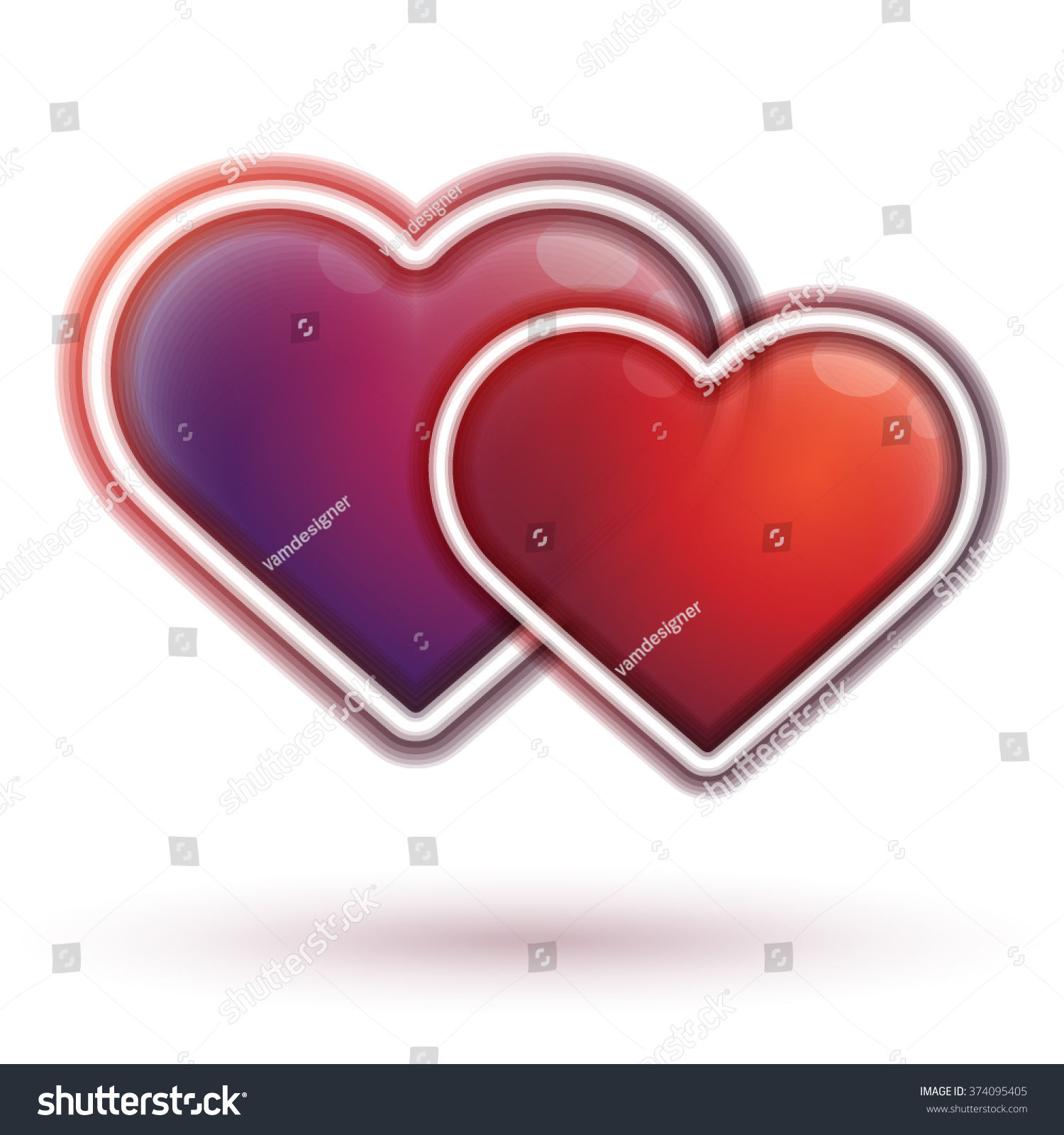 Two Beautiful Hearts Stock Vector (Royalty Free) 374095405