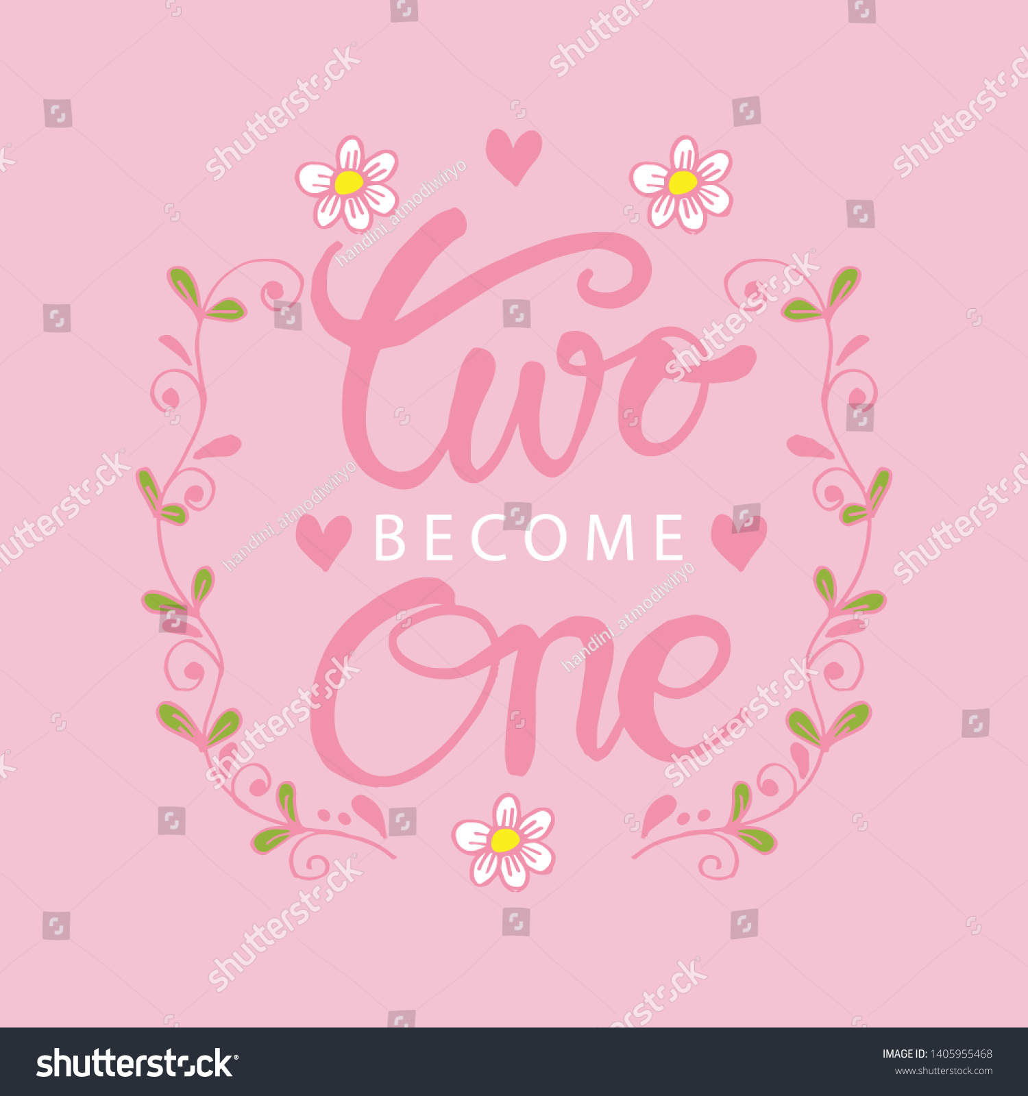 Two Become One Hand Lettering Stock Vector (Royalty Free) 1405955468
