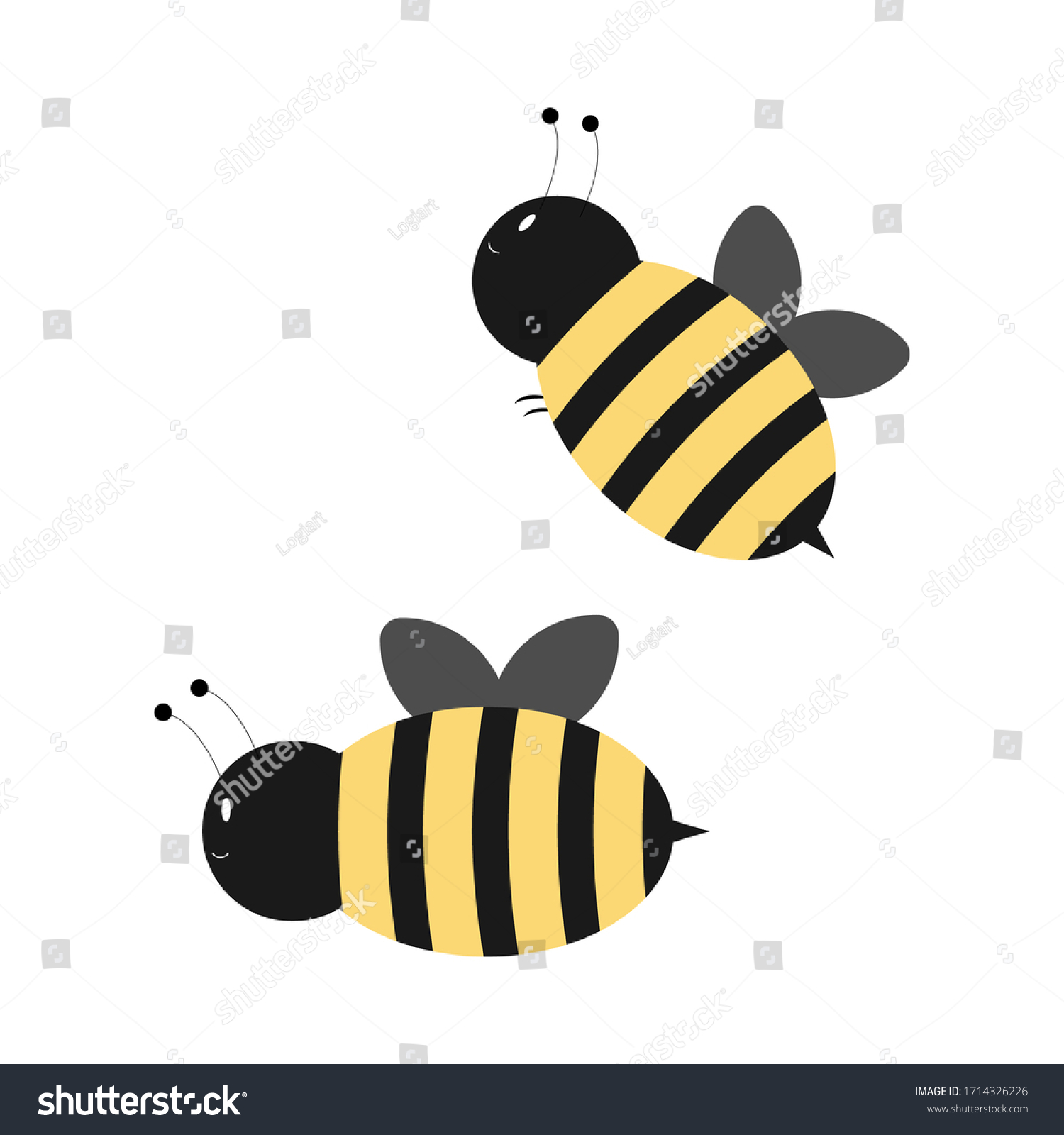 Two Bees Flying Together Vector Illustration Stock Vector (Royalty Free ...
