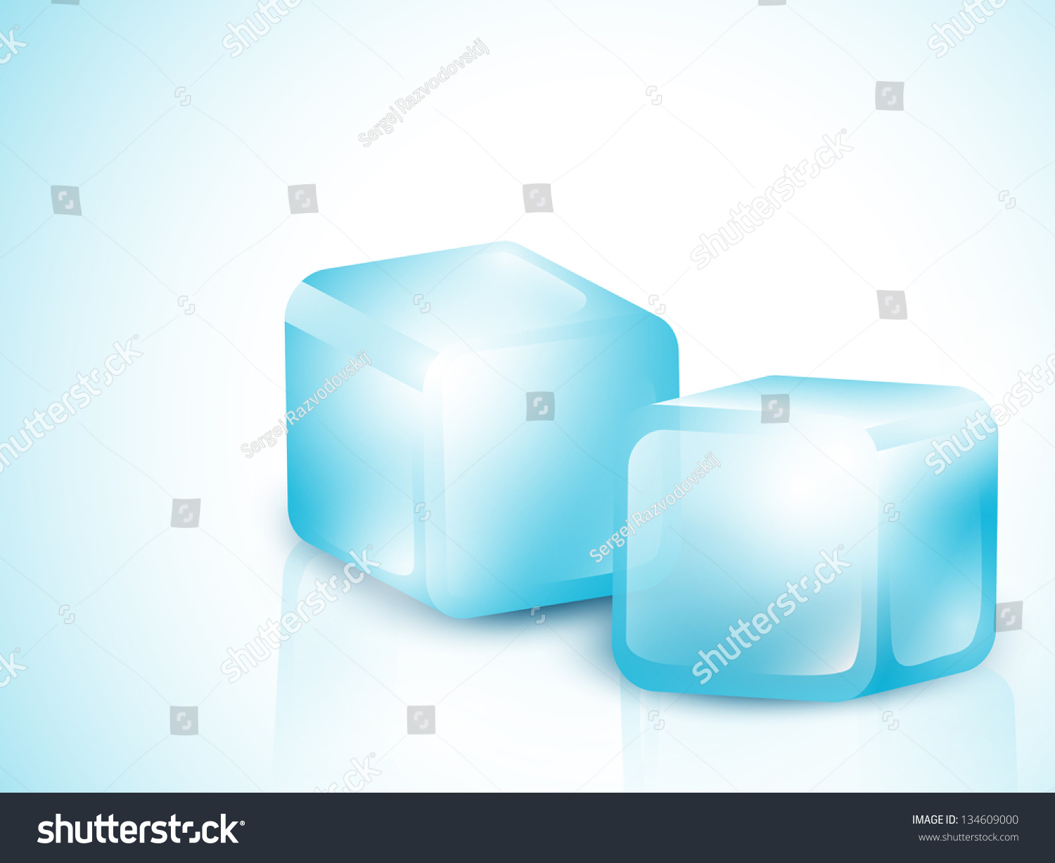 Two Blue Ice Cubes Copy Space Stock Vector (Royalty Free) 134609000