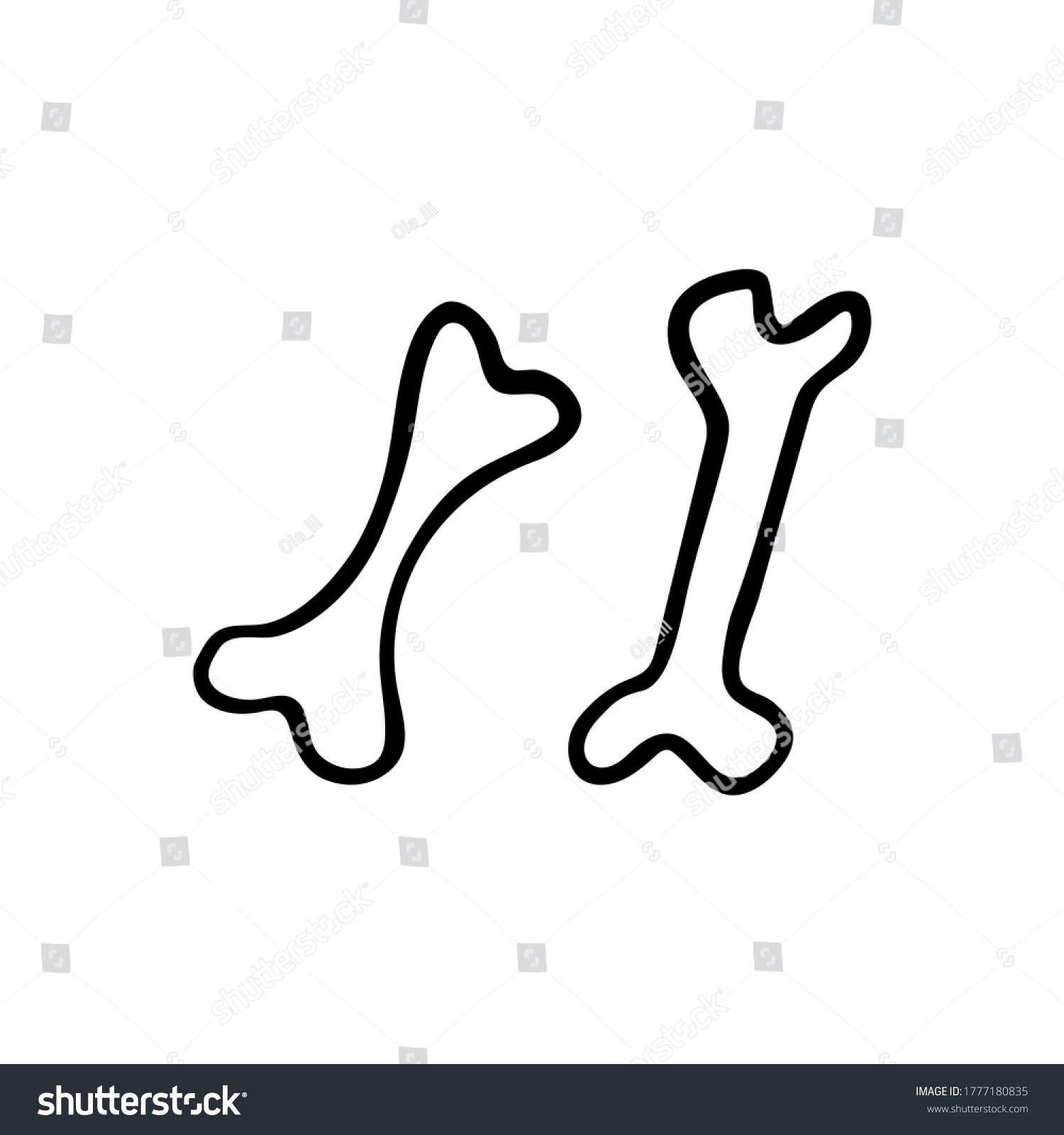 Two Bones Doodle Style Black White Stock Vector (Royalty Free ...