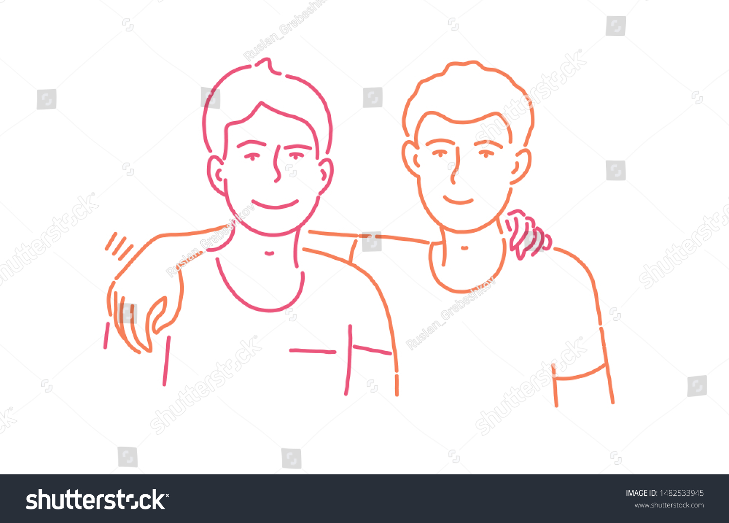 Two Boy Friends On White Background Stock Vector (Royalty Free) 1482533945