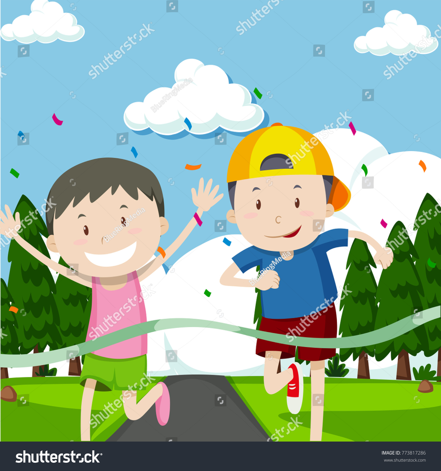 Two Boys Running Race Illustration Stock Vector (Royalty Free) 773817286 Two Boys Running Race Illustration Stock Vector (Royalty Free) 773817286