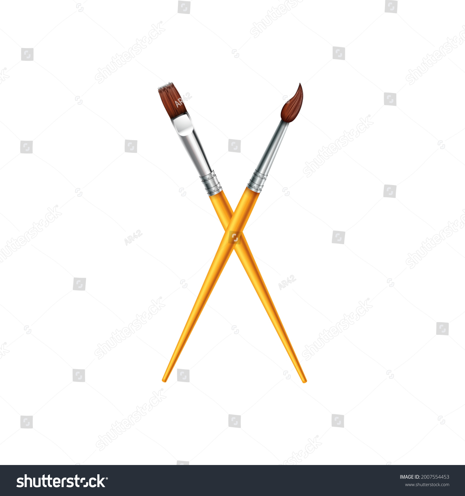 Two Brushes Drawing Vector Illustration Stock Vector (Royalty Free ...