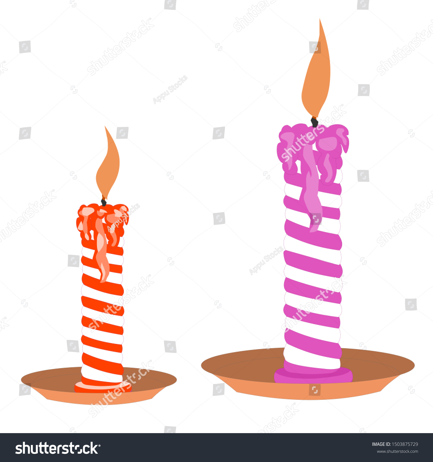 Two Burning Design Candles Cartoon Vector Stock Vector (Royalty Free ...