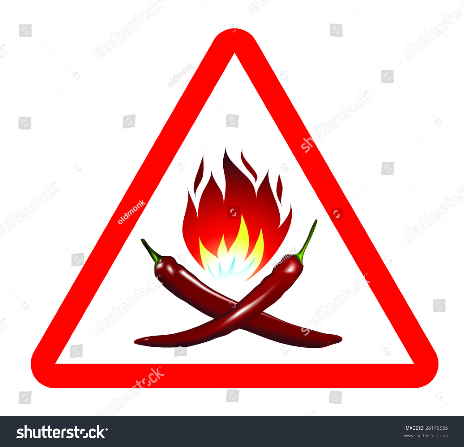 Two Burning Red Pepper Yellow Triangle Stock Vector (Royalty Free ...
