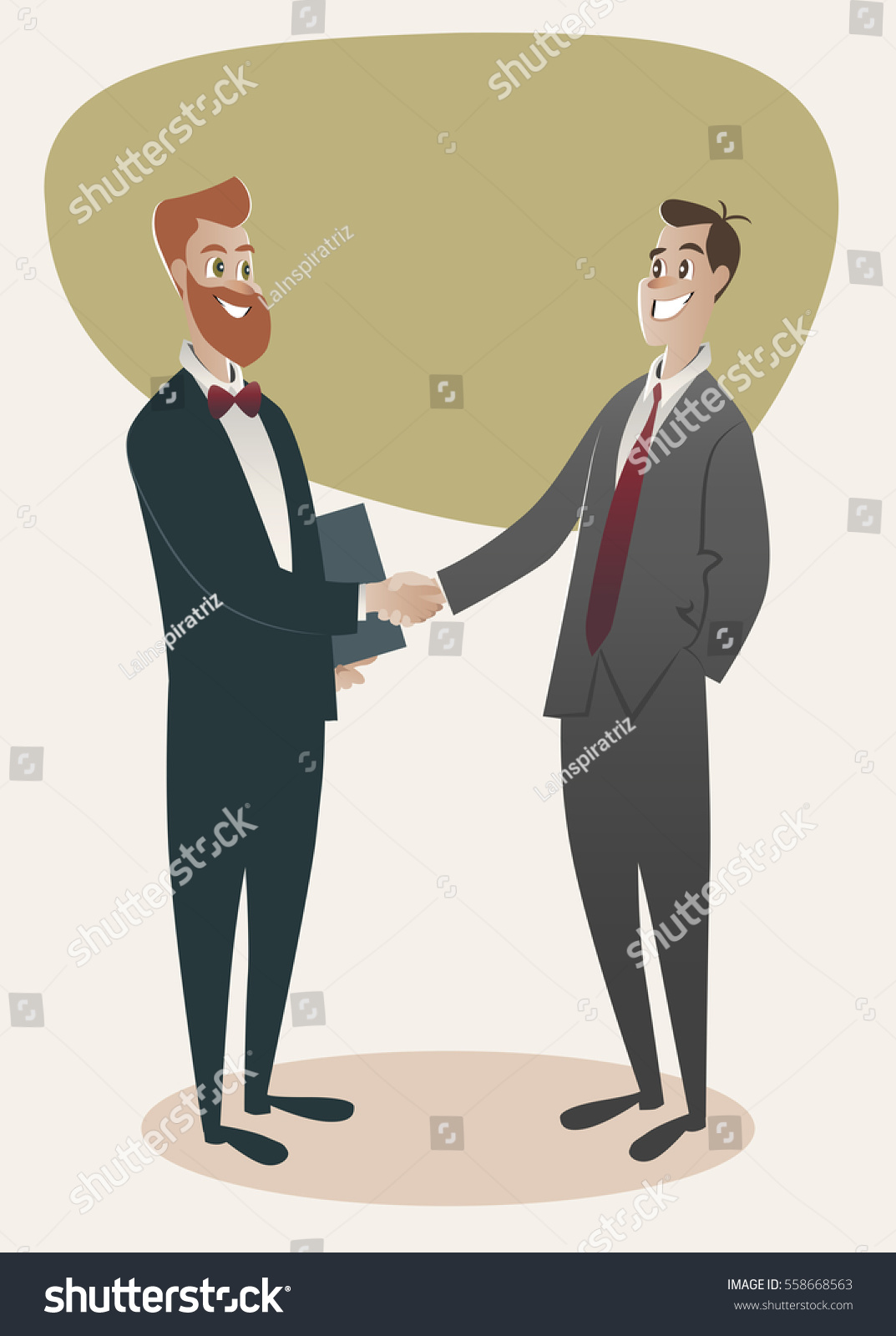 Two Businessmen Shaking Hands Cartoon Vector: เวกเตอร์สต็อก (ปลอดค่า ...