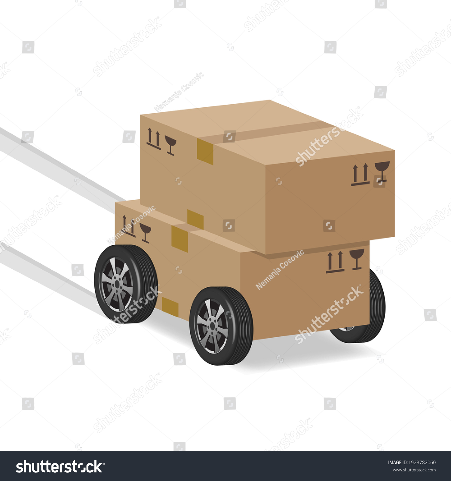 Two Cardboard Boxes On Wheels Vector Stock Vector (Royalty Free) 1923782060