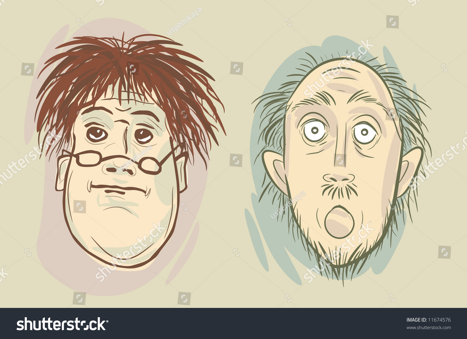 Two Cartoon Mens Heads Stock Vector (Royalty Free) 11674576 | Shutterstock